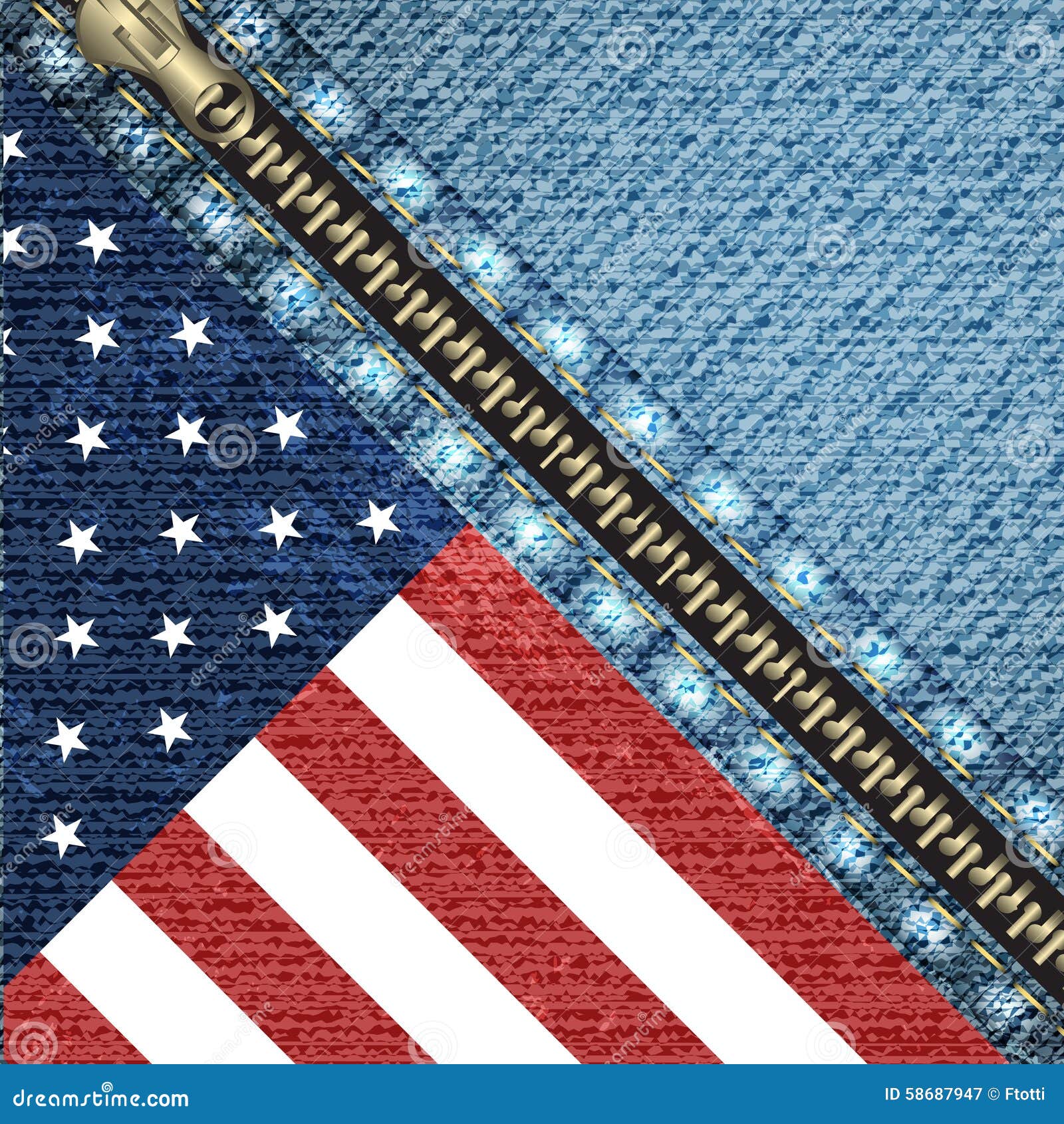 Vector Realistic Denim Background with USA Flag Stock Vector ...