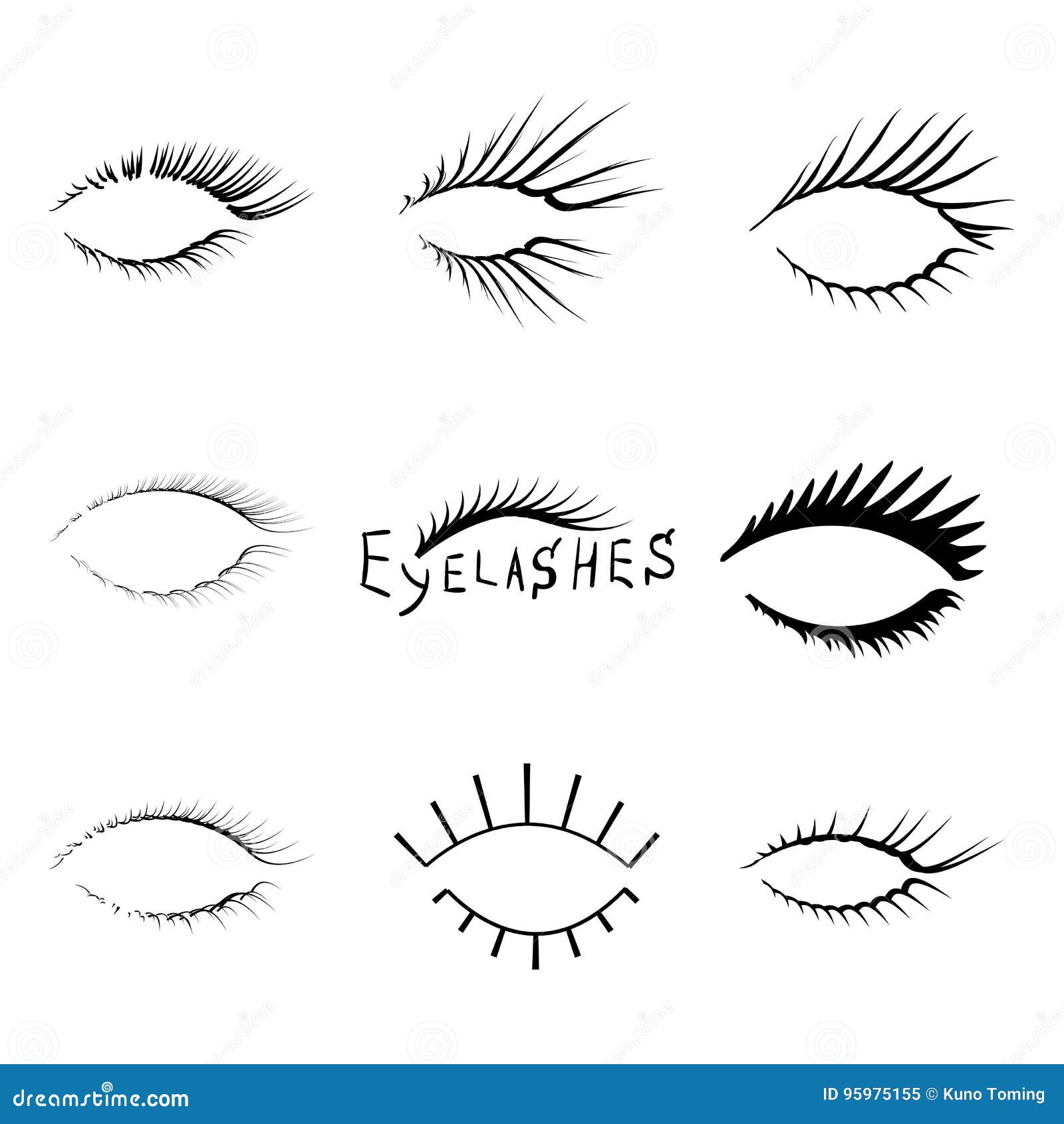 Vector Realistic Eyelash Textures Set. Stock Illustration ...
