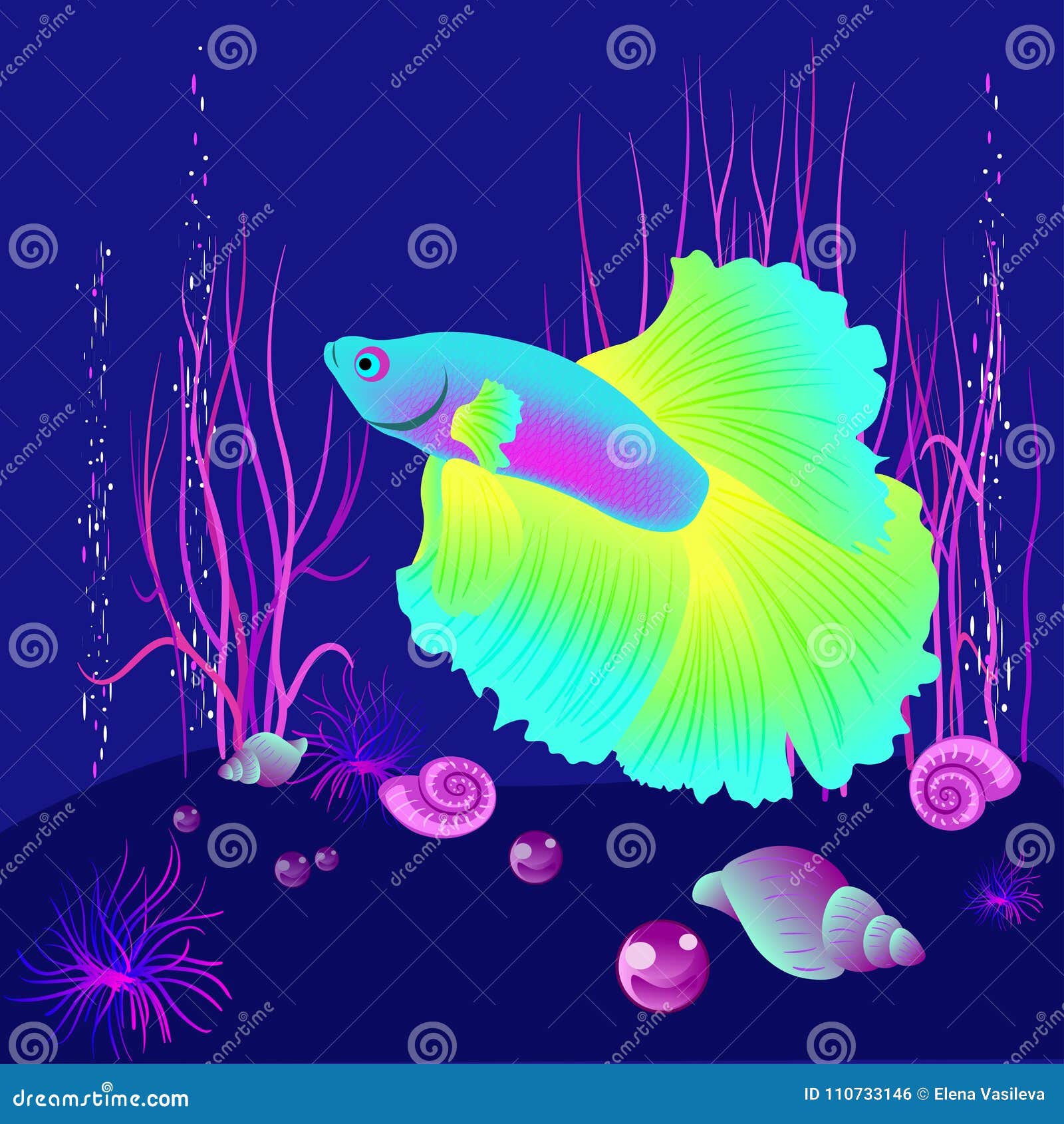 Vector Realistic Fish on the Dark Blue Beckgound, Element for Design ...