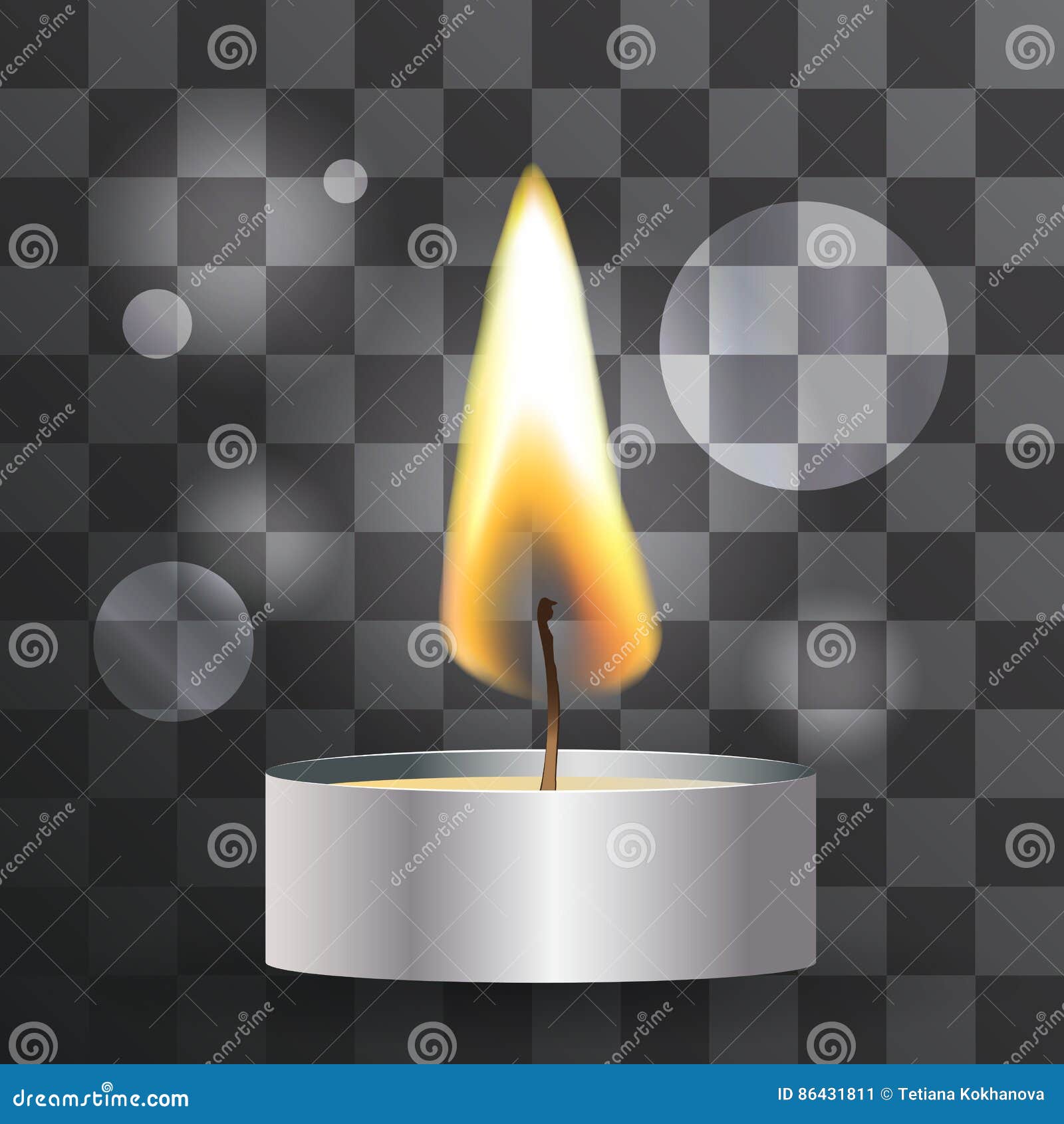 Vector Realistic Flame. Tea Candle On Transparent Background ...