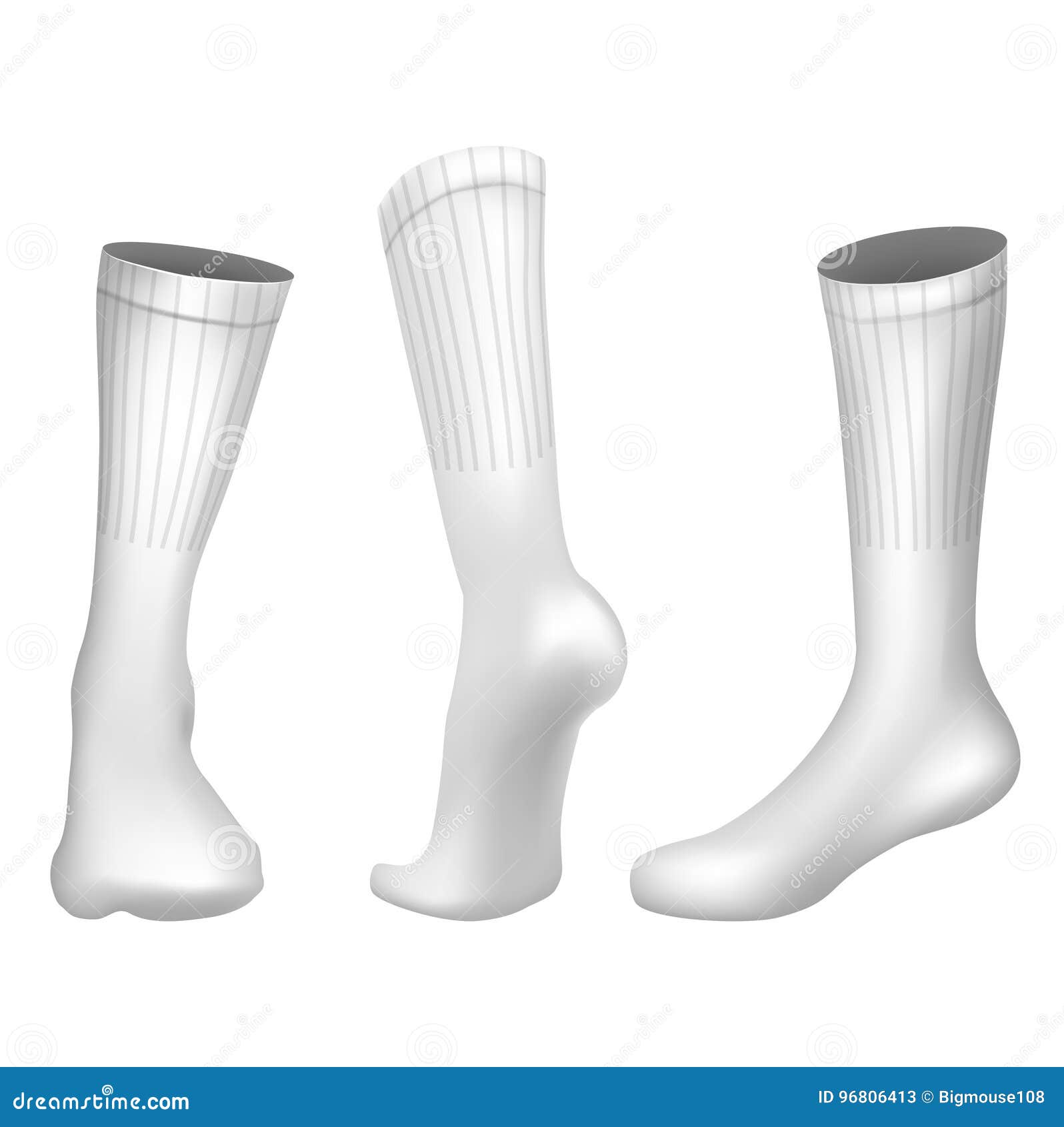Vector Realistic Football Socks White. Template Editable Illustration ...