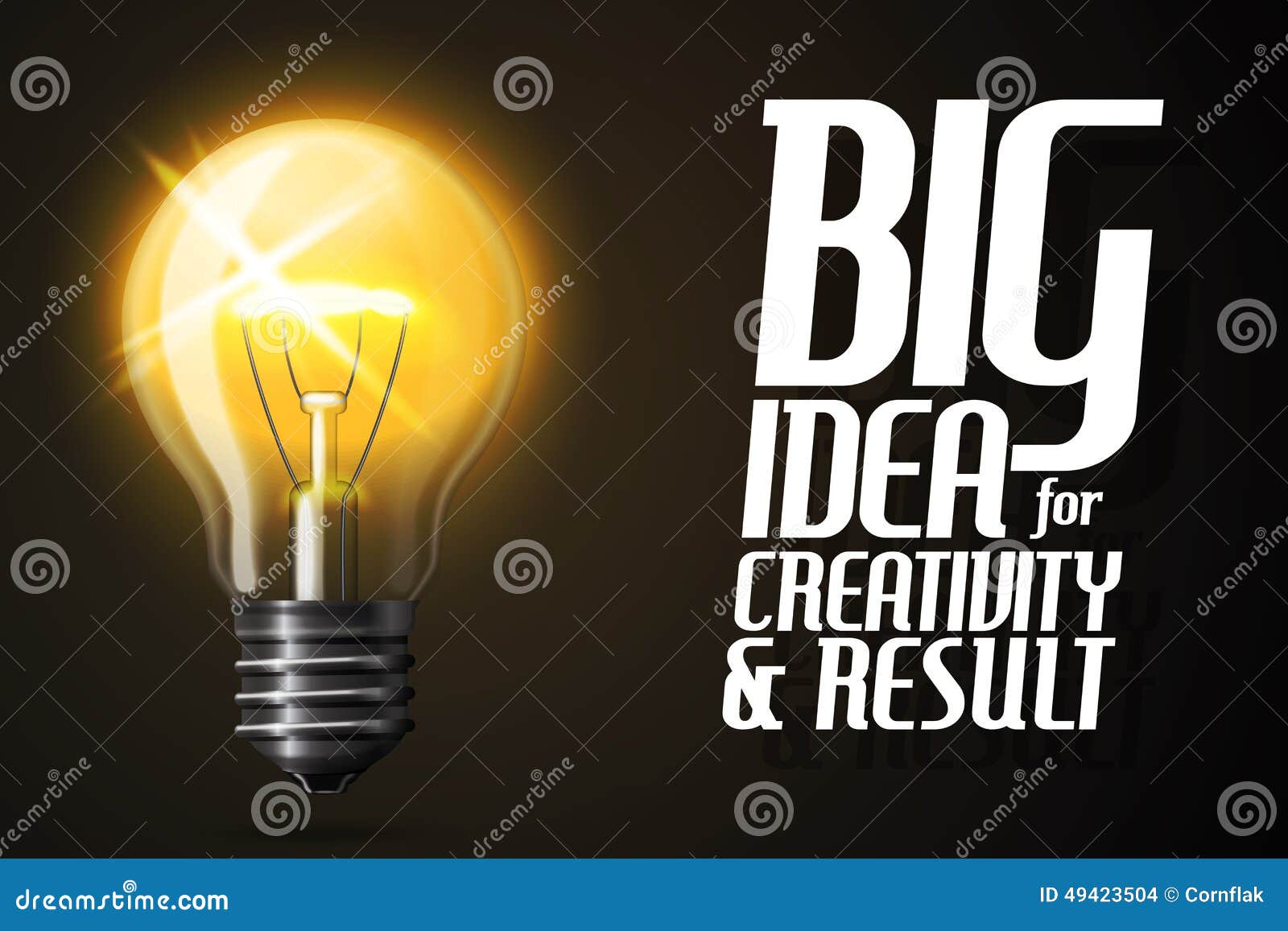Vector Realistic Glowing Light Bulb. Banner with Stock Vector ...