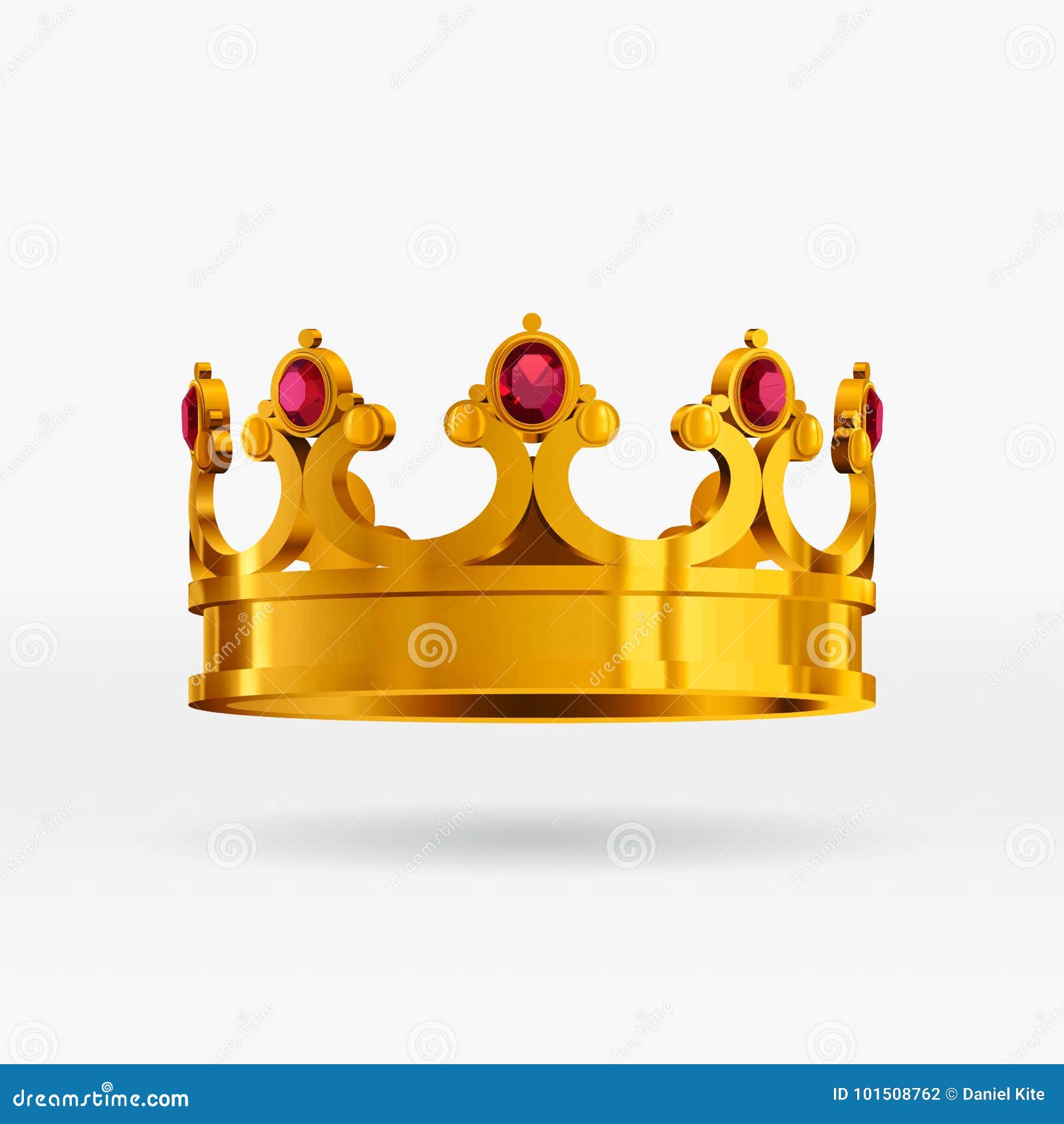 Vector Realistic Gold Crown With Gems. Royal Gold Crown With Gemstones ...