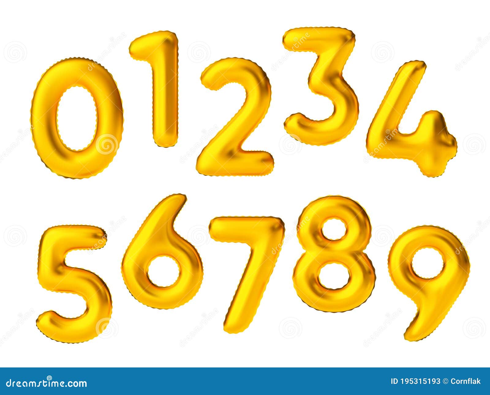 Vector Realistic Golden Air Ballon Numbers, Float Stock Vector ...