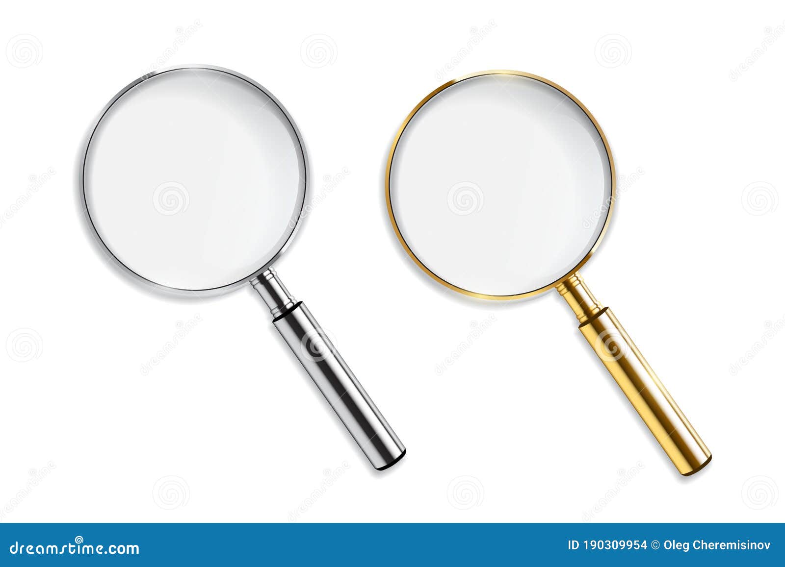 Magnifiers Set Isolated White And Transparent Background Vector ...