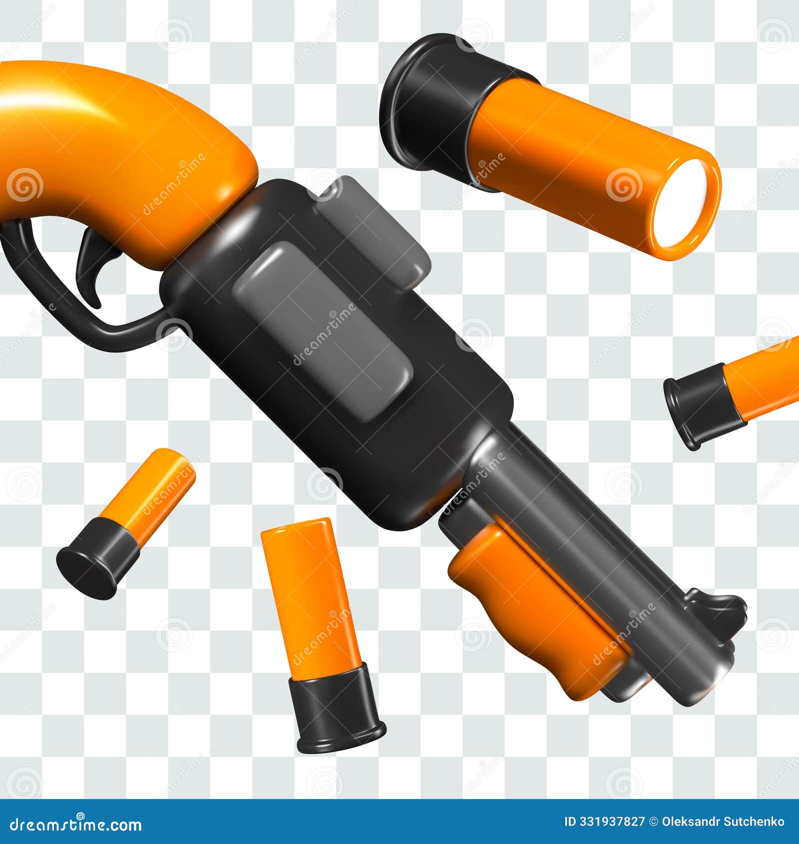 Vector Realistic Gun with Ammo Floating Around. Isolated Closeup ...