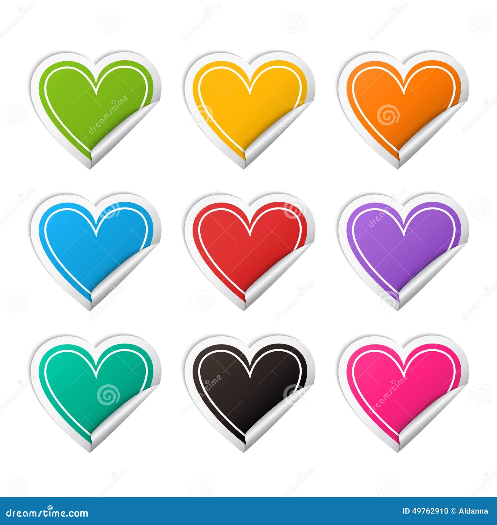 Vector Realistic Heart Colorful Sticker Set Stock Vector - Illustration ...