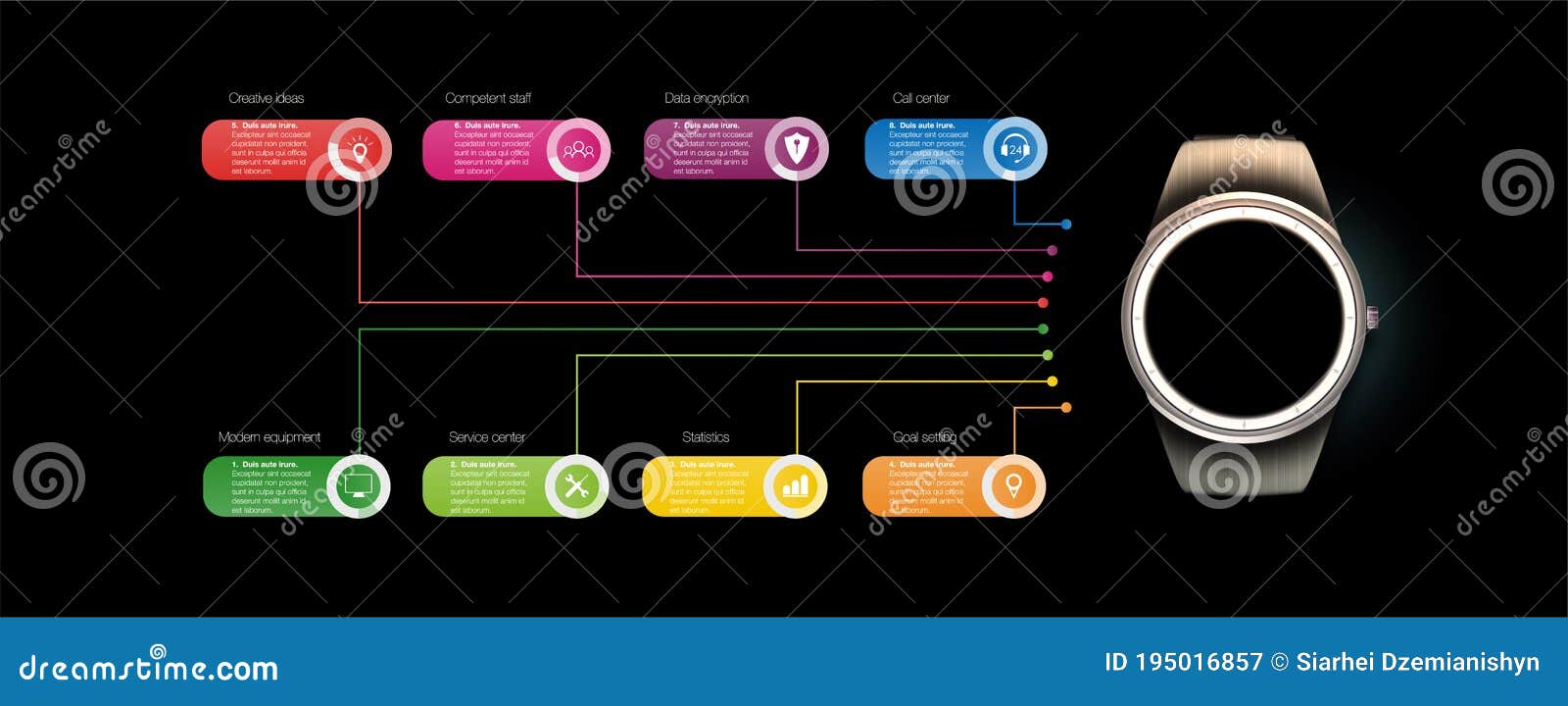 Vector Realistic Illustration of Concept Smart Watch, Technology ...