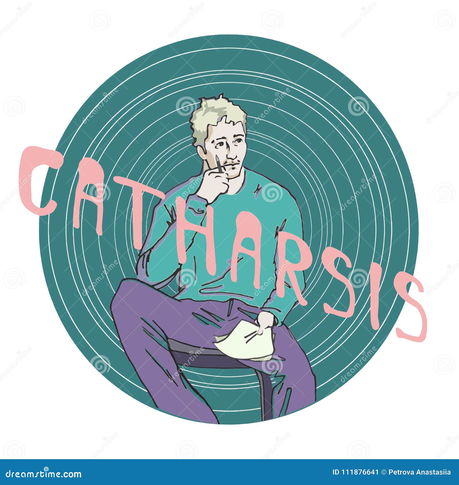 Vector Realistic Illustration of Interesting Thinking Man, Stock Vector ...