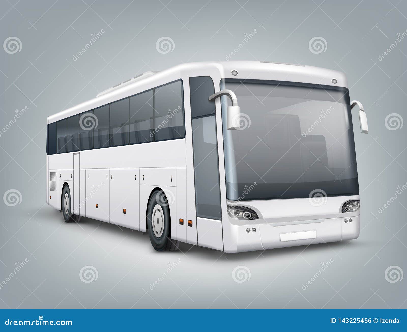 Vector Realistic Illustration. One Passenger Bus in Perspective View ...
