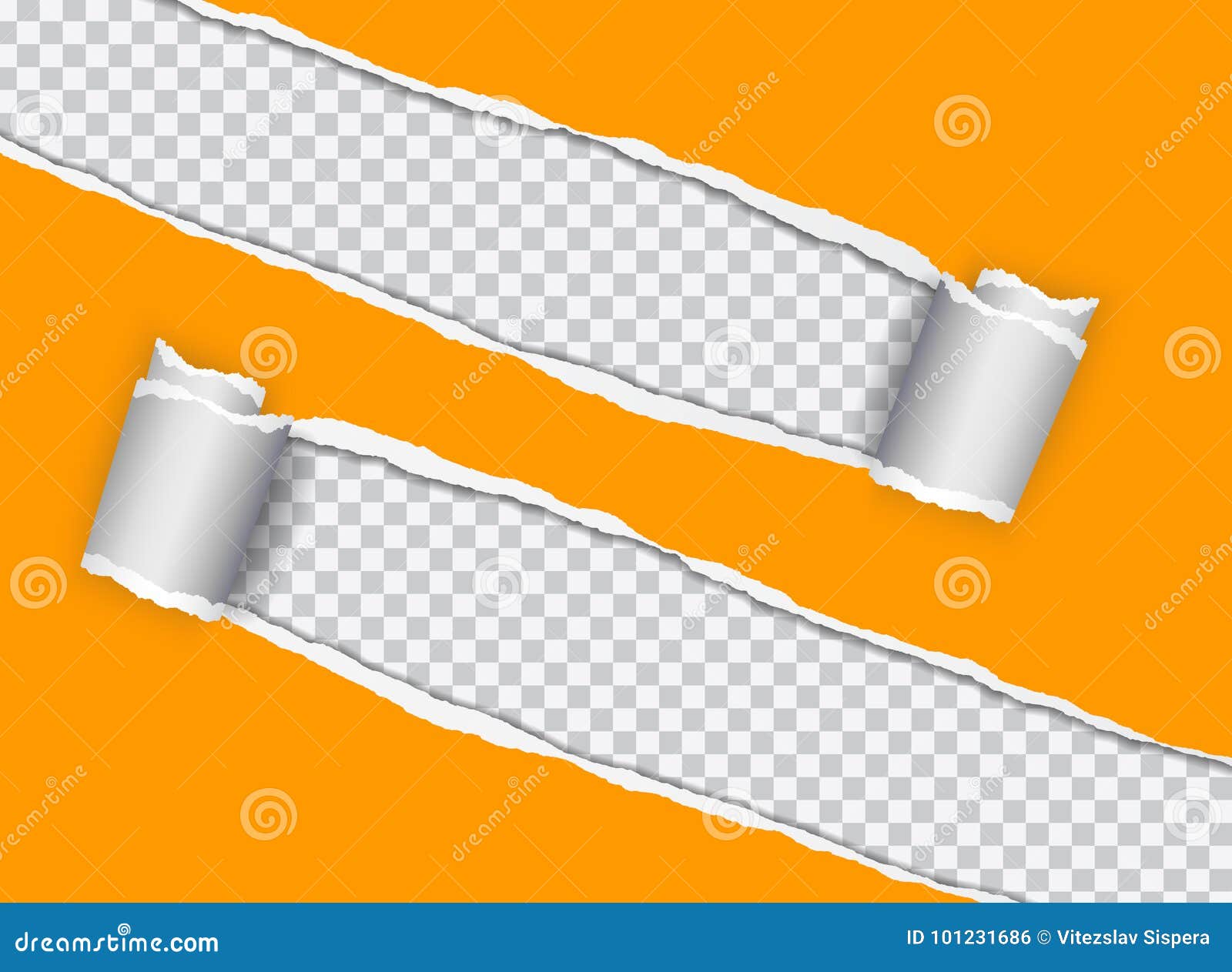 Vector Realistic Illustration of Orange Torn Paper with Shadow Stock ...