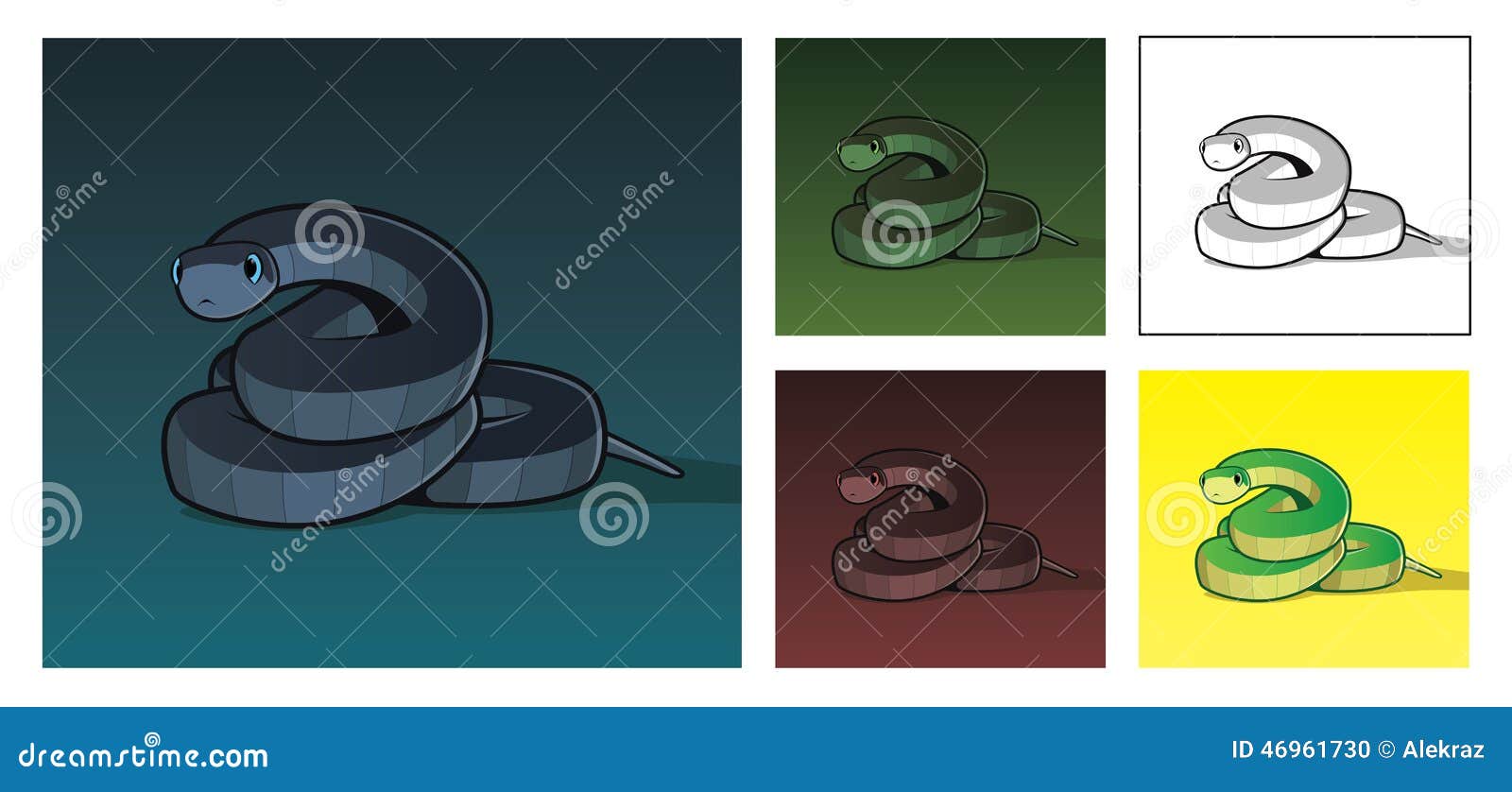 Vector Realistic Illustration of Snake in Different Colors Stock Vector ...