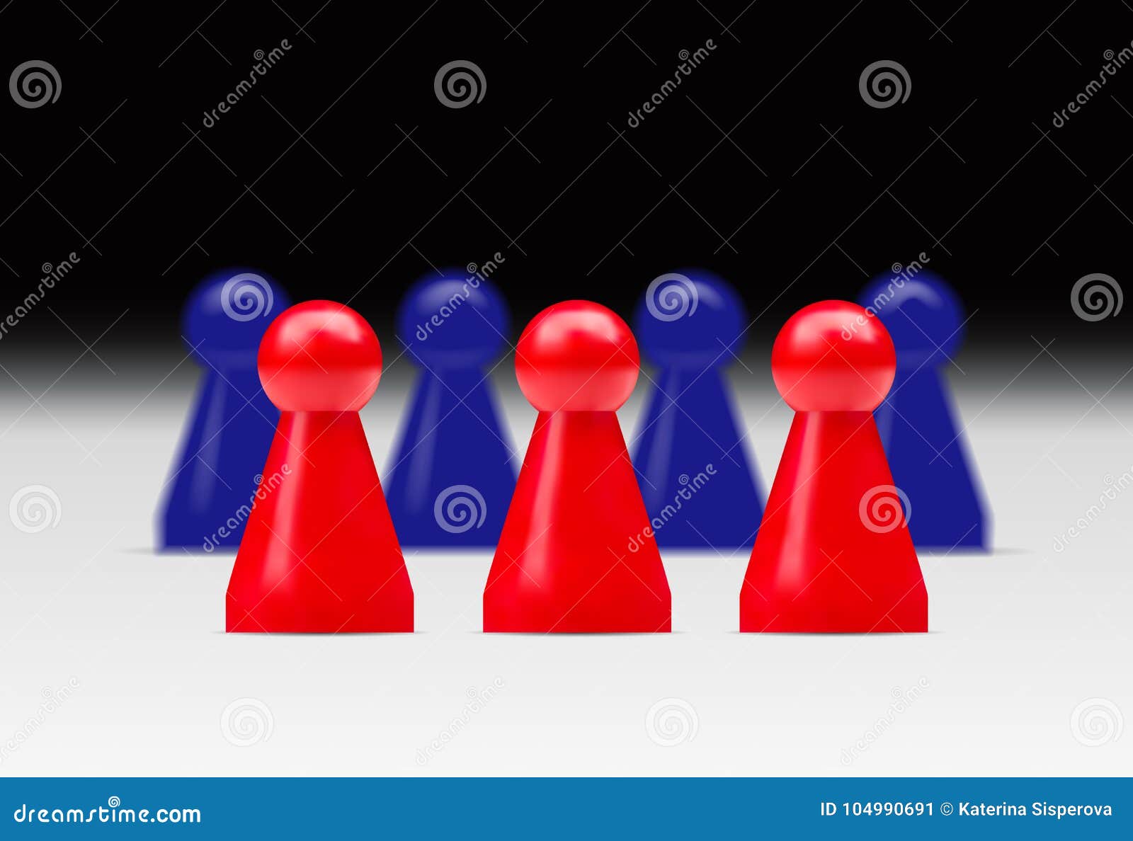 Vector Realistic Illustration of Two Groups of Red and Blue Figu Stock ...