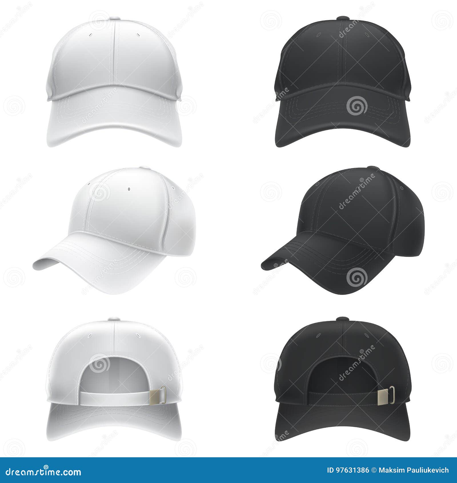 Baseball Cap, Front, Back And Side View. Vector | CartoonDealer.com ...