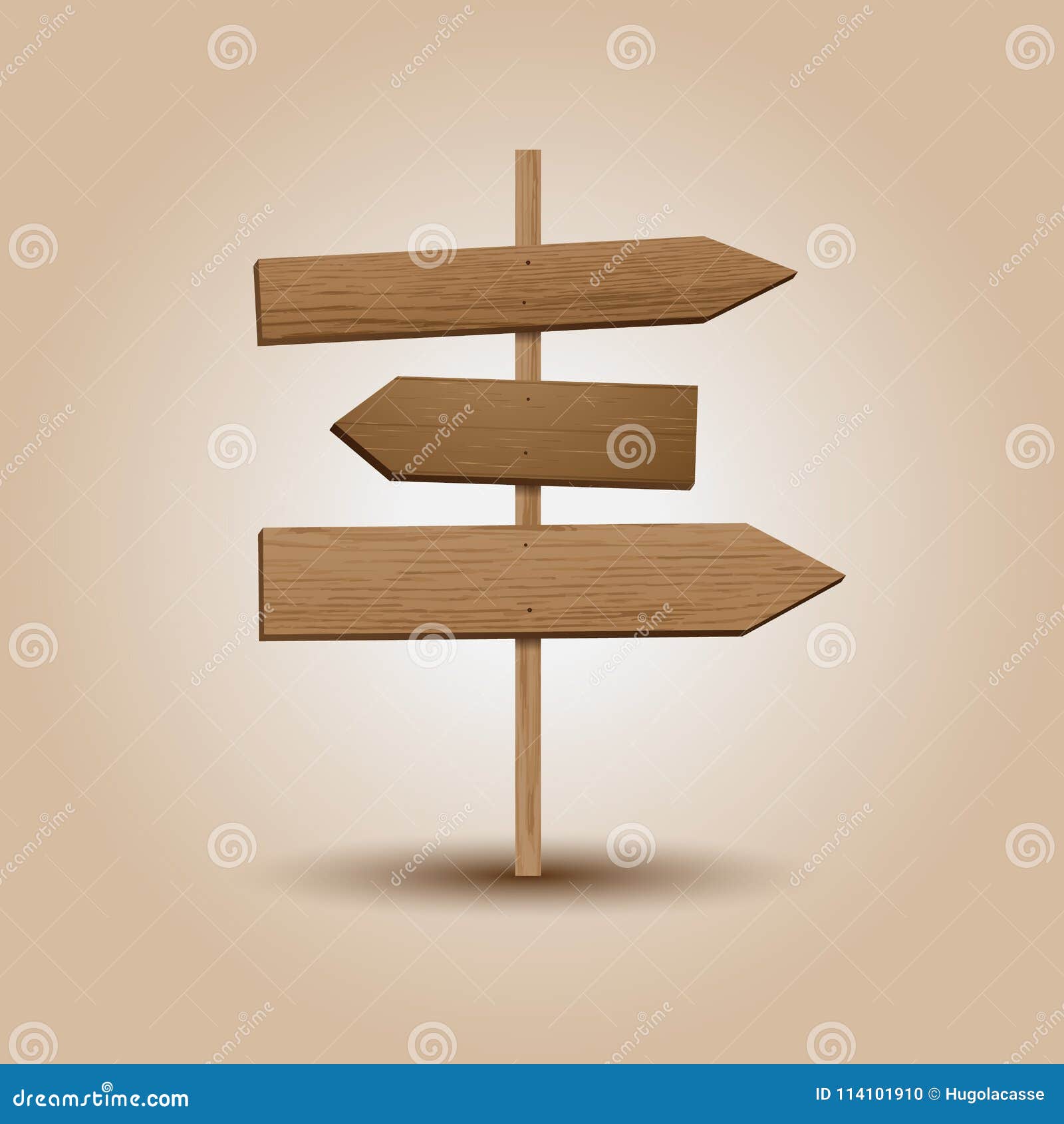 Vector Realistic Illustration of Wooden Signboard Direction Stock ...