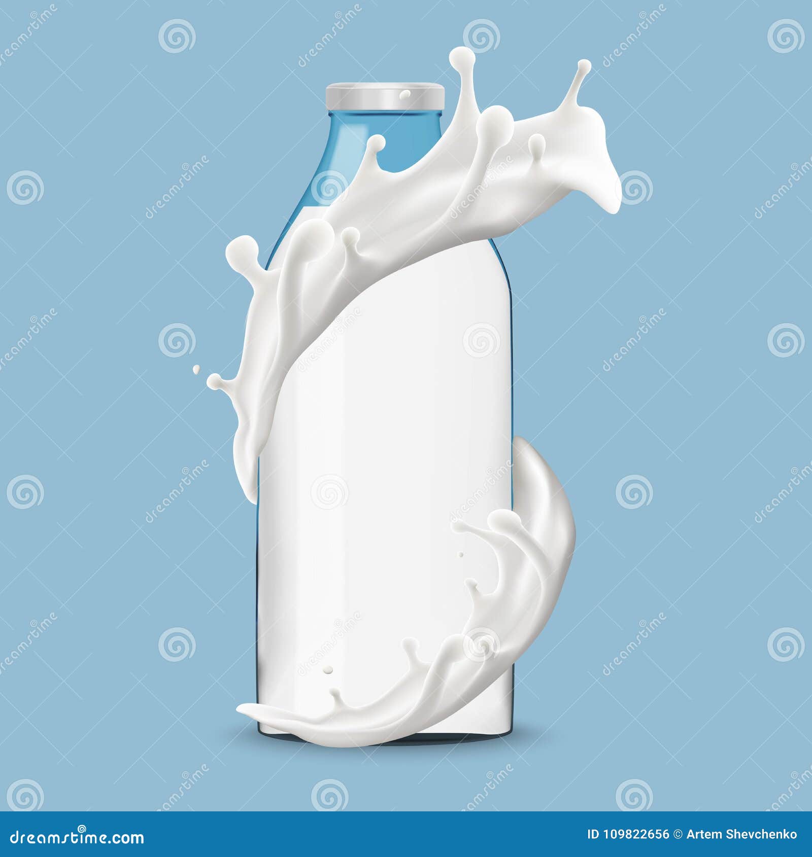 Milk Bottle in Splashing Milk 3d Vector Icon Illustration Stock Vector ...
