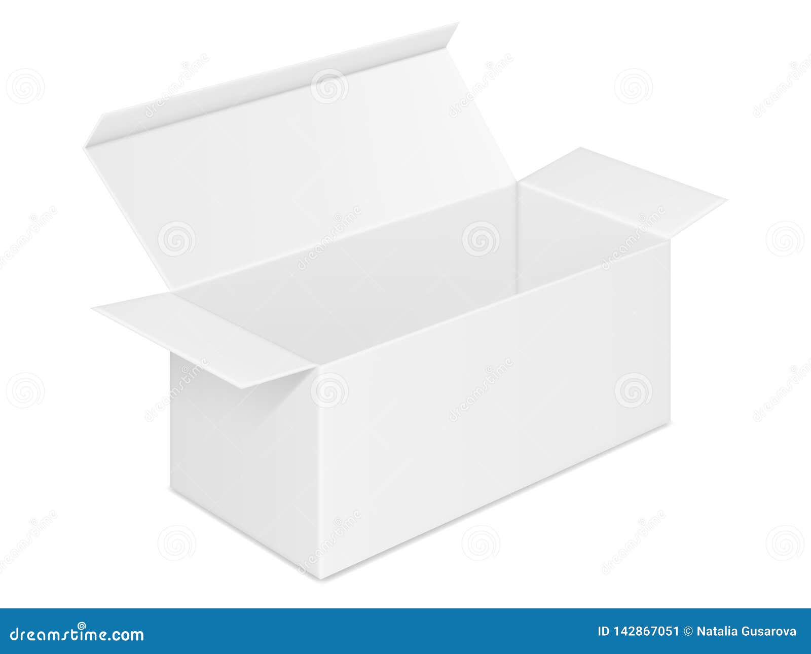 Vector Realistic Image of Blank Open Rectangular Paper Box Stock ...