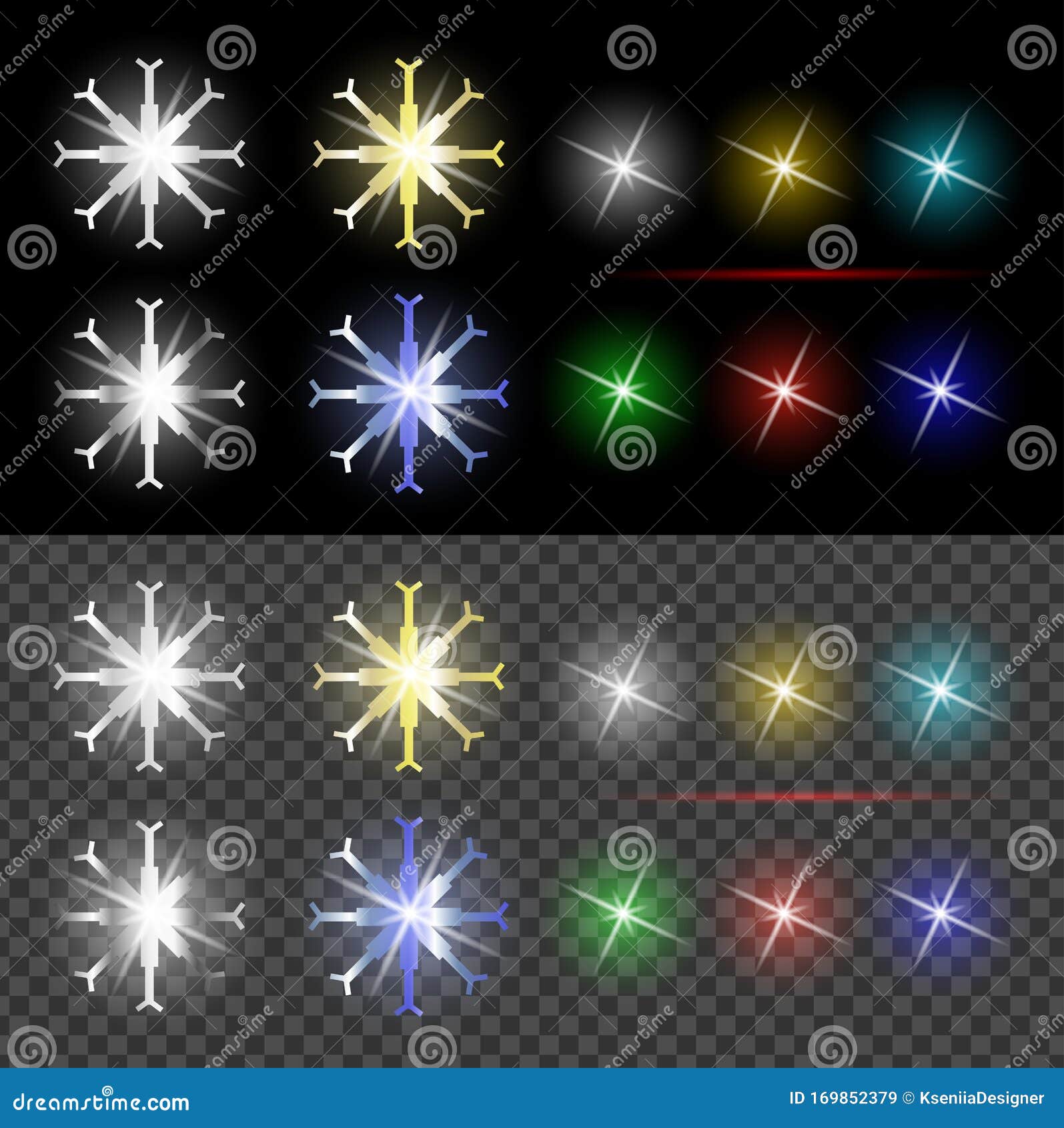 Vector Realistic Image of Bright Multicolored Stars with Transparent ...