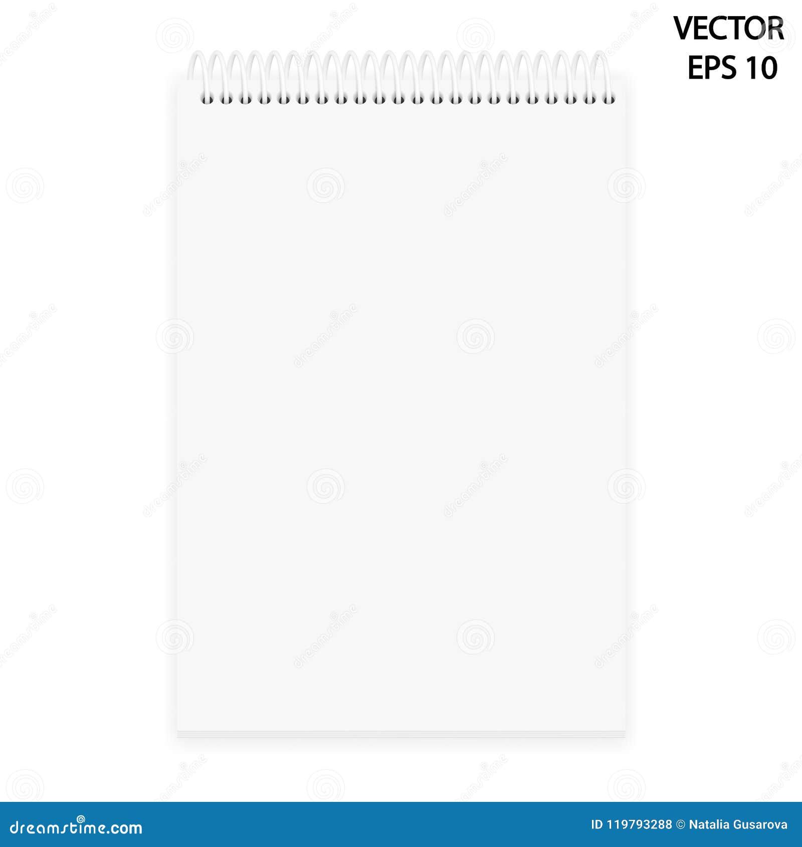 Realistic Image of a Notepad. White Sheets of a Notebook Fastened by a ...