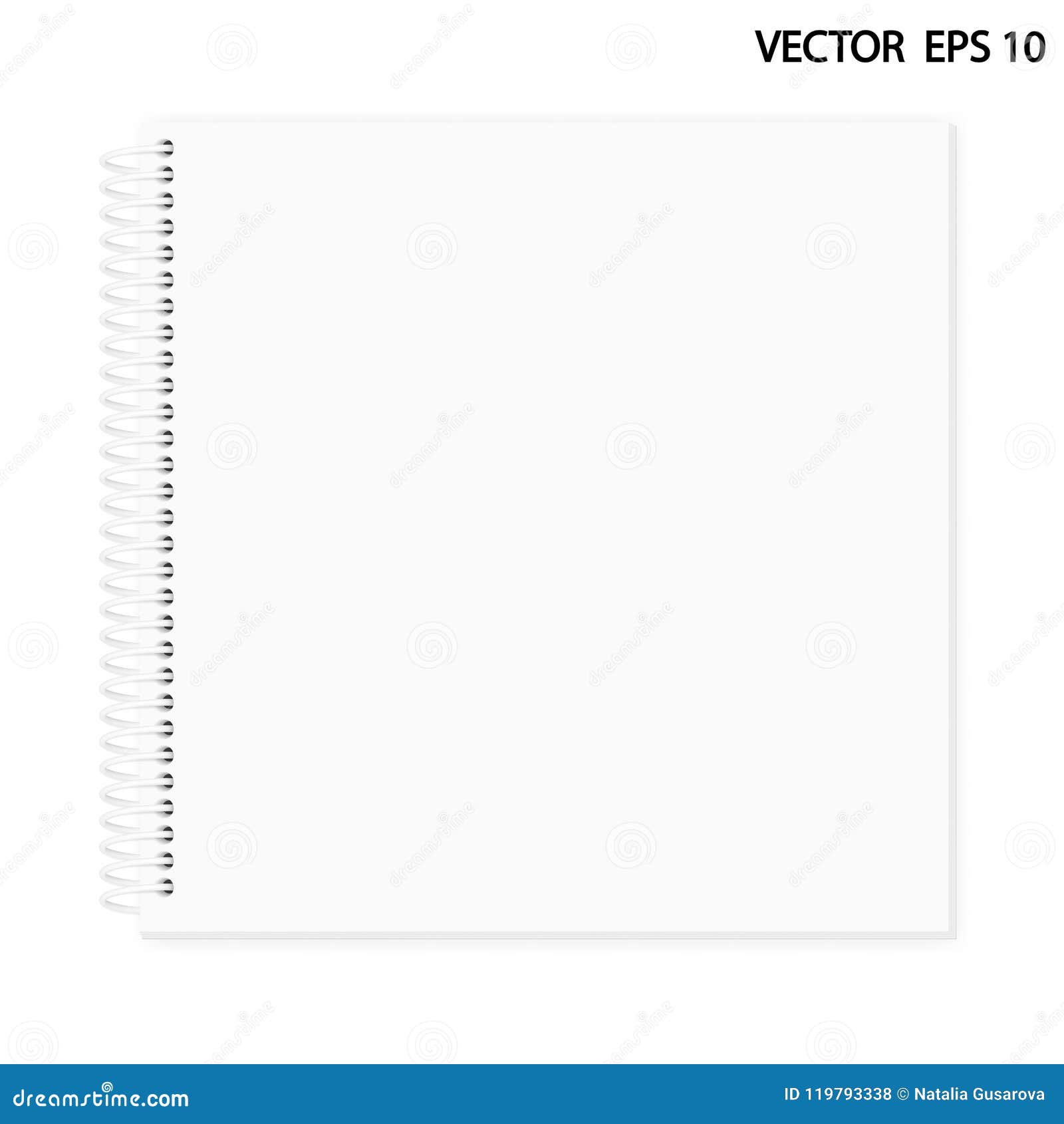 Realistic Image Of A Notepad. White Sheets Of A Notebook Fastened By A ...