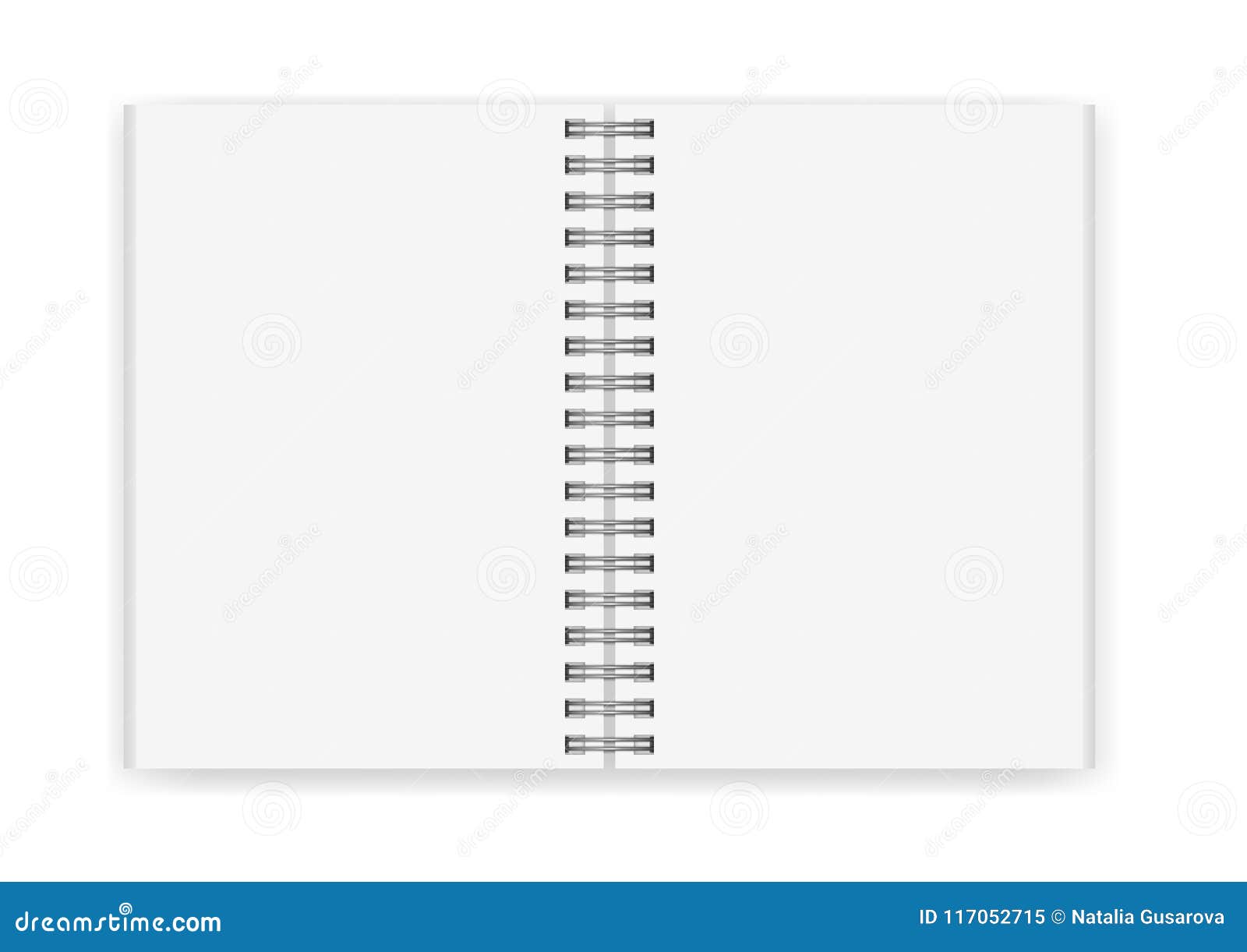 Vector Realistic Image of an Open Notepad with a Silver Spiral Stock ...