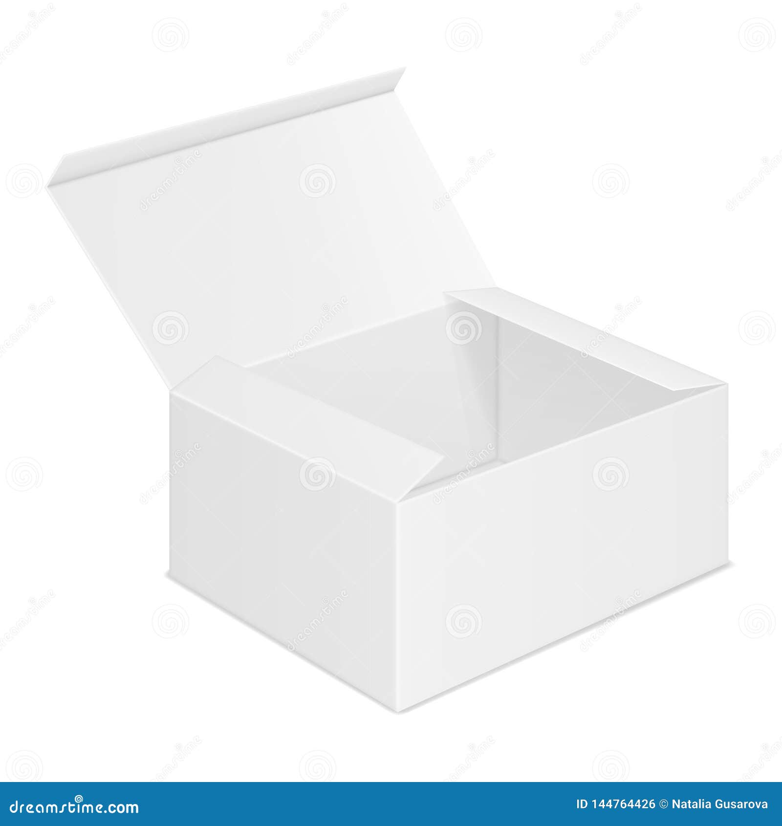 Vector Realistic Image of an Open Rectangular Paper Box Stock ...