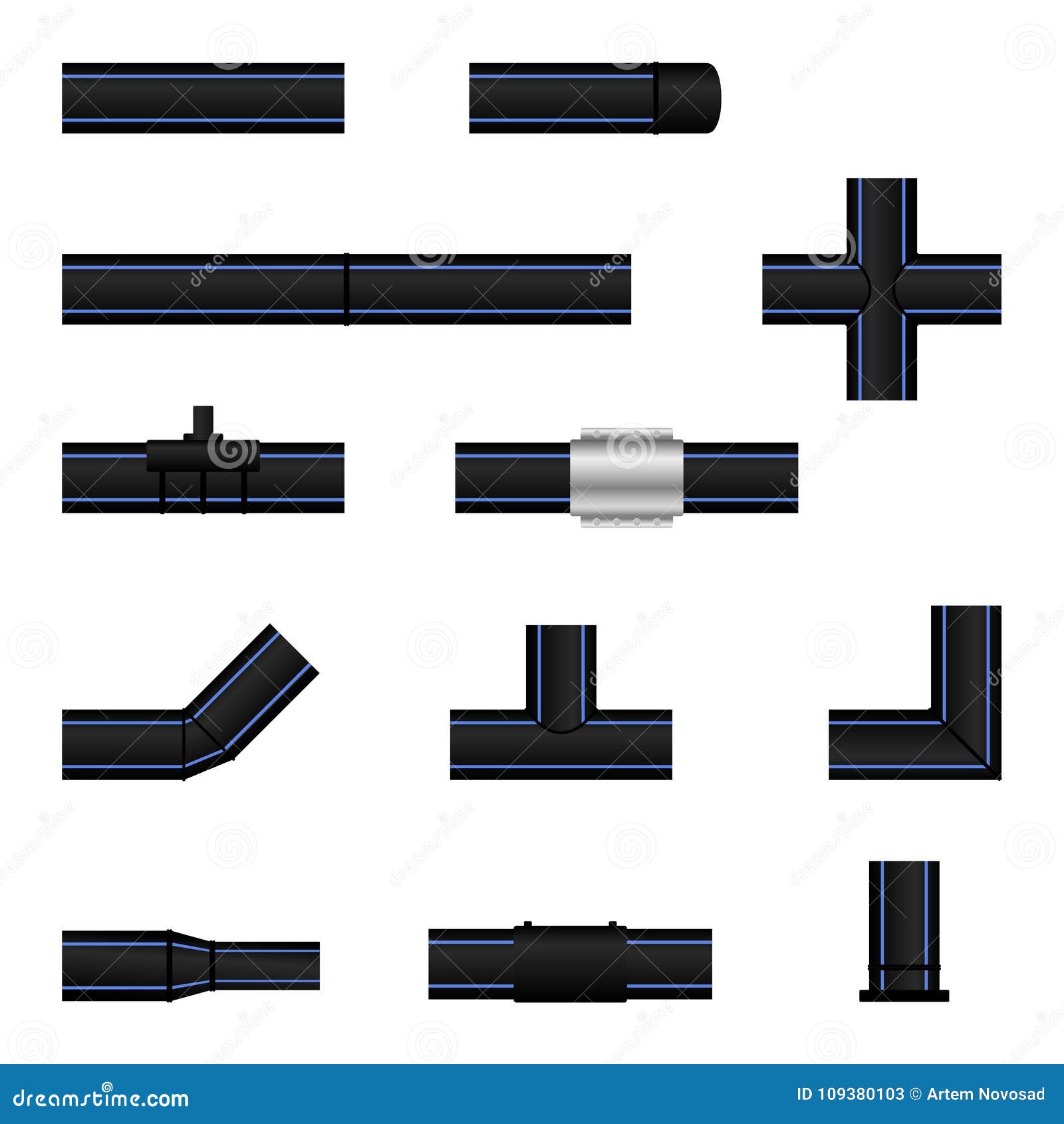Polyethylene Plastic Pipes And Fittings Cartoon Vector | CartoonDealer ...