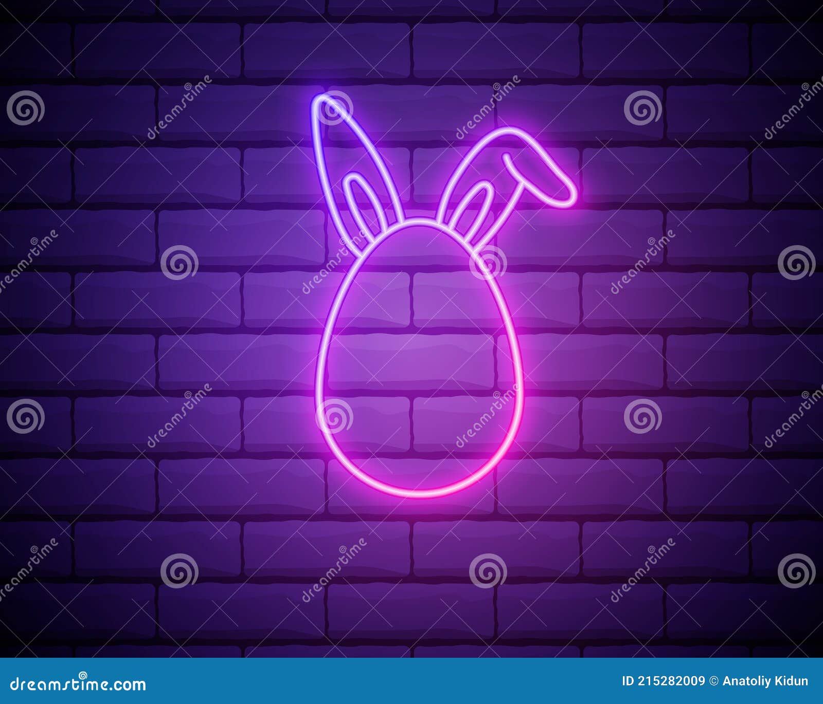 Vector Realistic Isolated Neon Sign of Easter Egg with Bunny Ears Logo ...