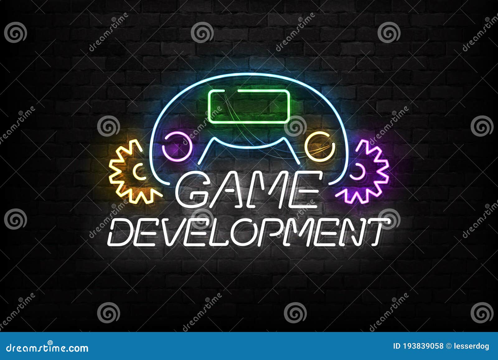 Vector Realistic Isolated Neon Sign of Game Development Logo for ...