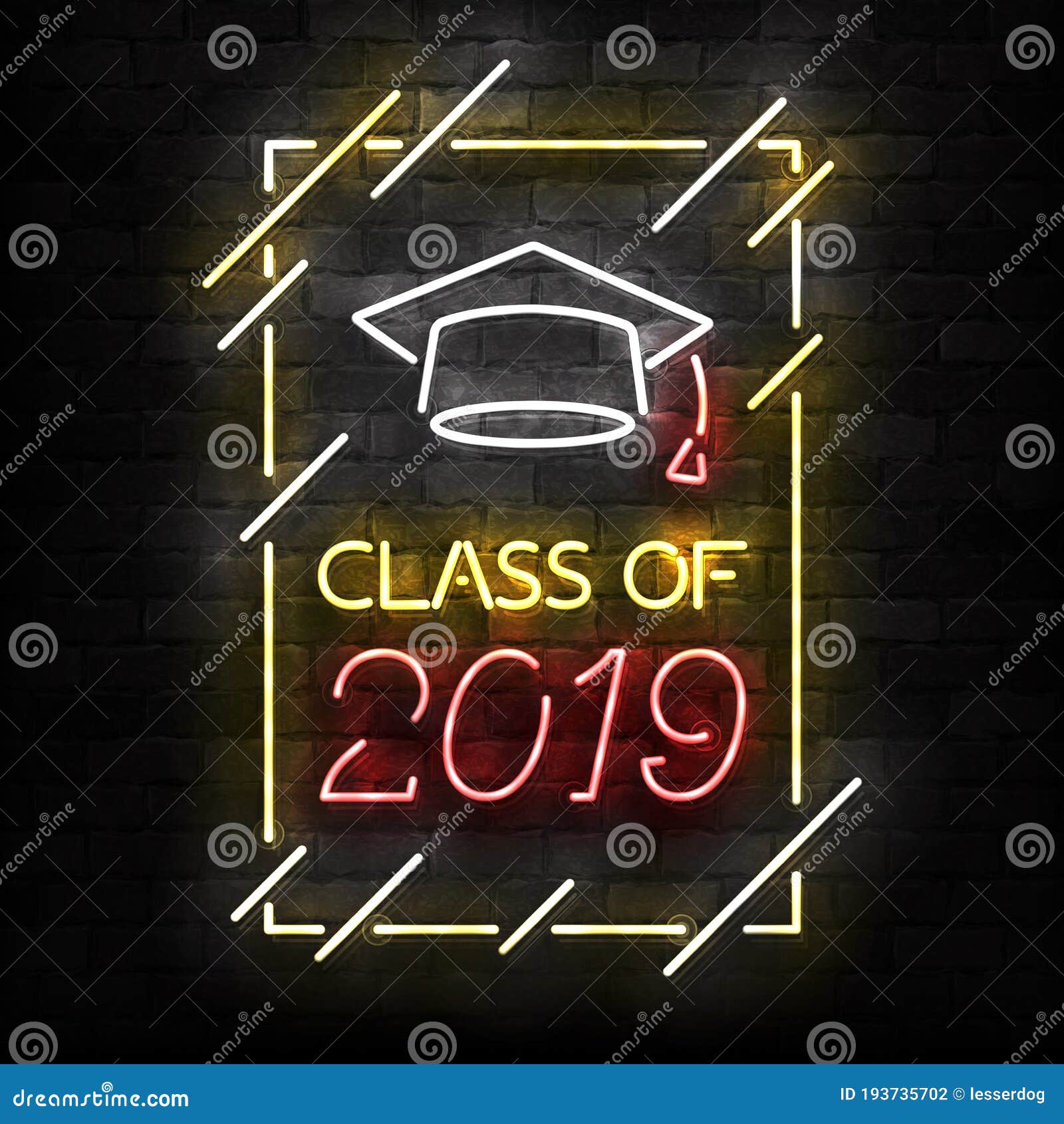 Vector Realistic Isolated Neon Sign of Graduation Logo for Template ...