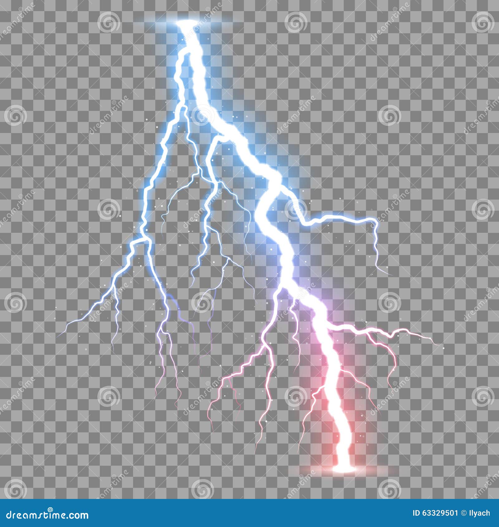Set Of Lightnings. Thunderbolt Effect. Bright Power Electrical Strike ...