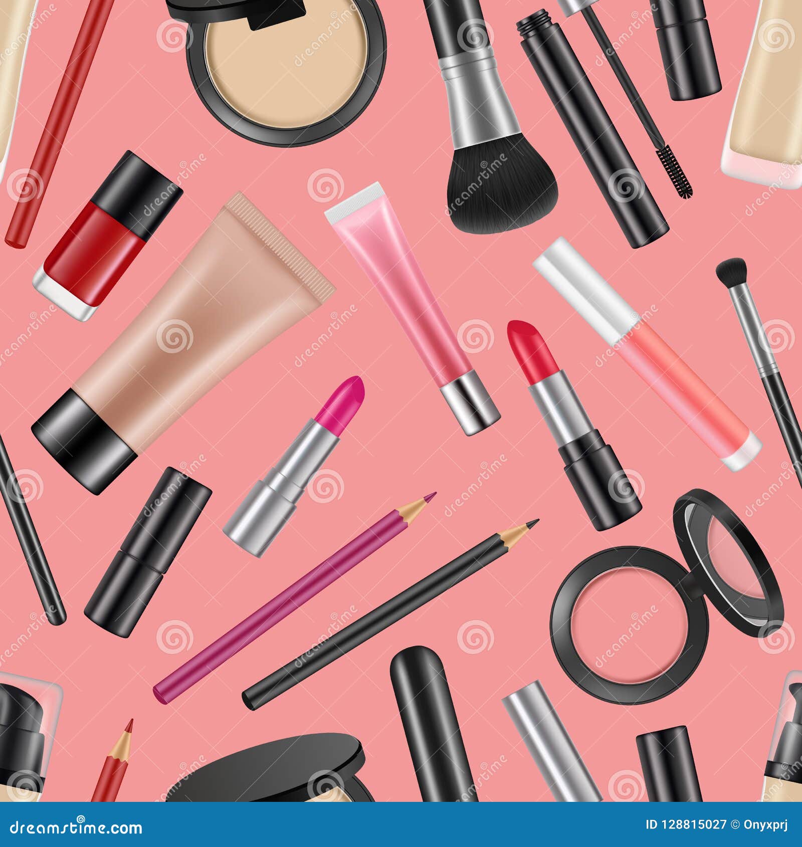Vector Realistic Makeup Elements Pattern or Background Illustration ...