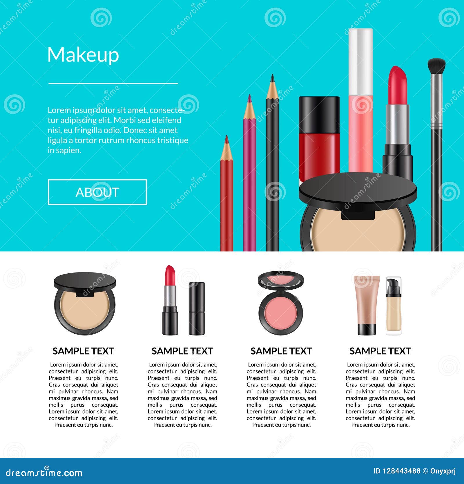 Vector Realistic Makeup Elements Website Page Template Stock Vector ...