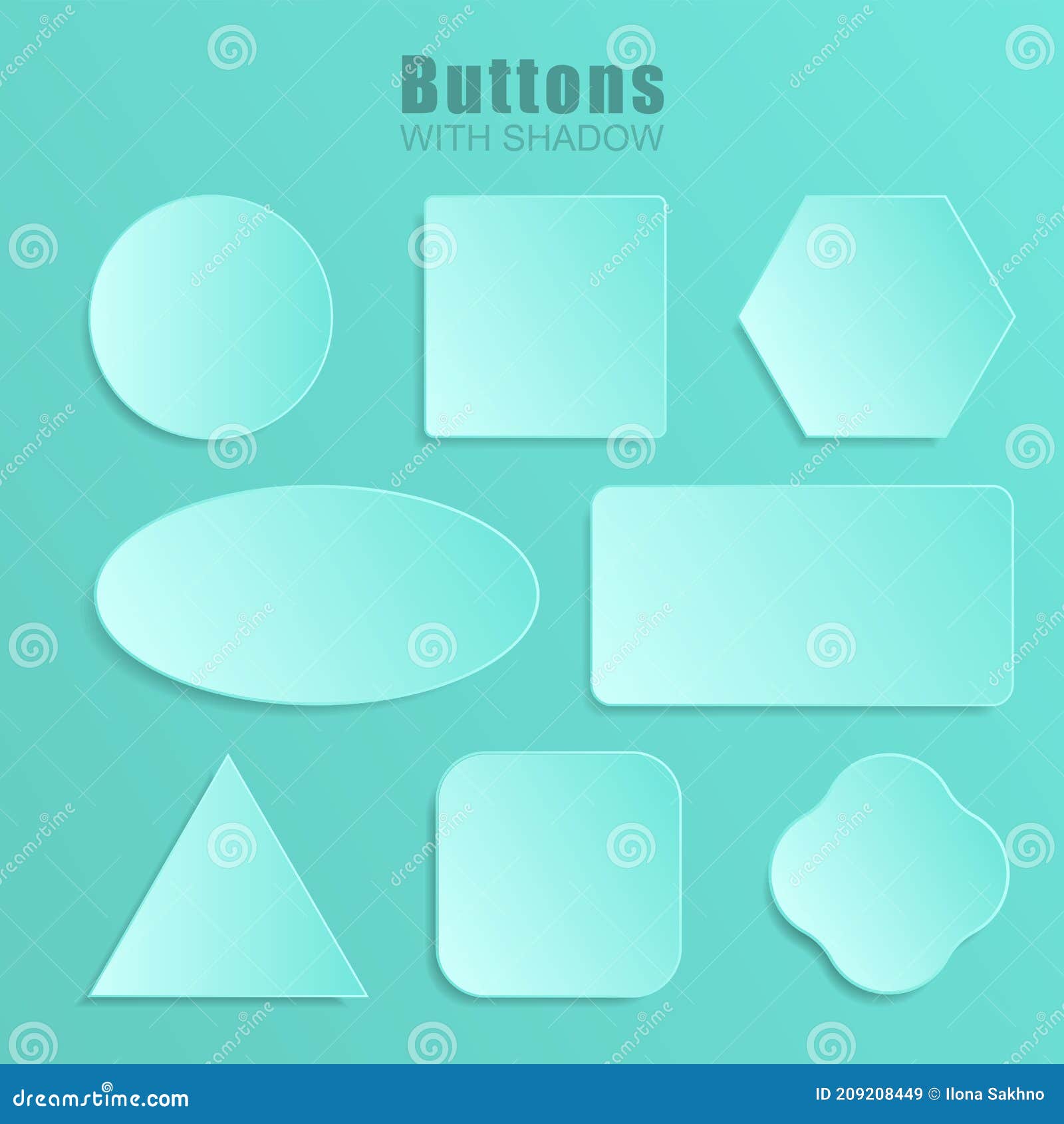 Vector Realistic Matted Turquoise Color Web Buttons Symbol Set Isolated ...