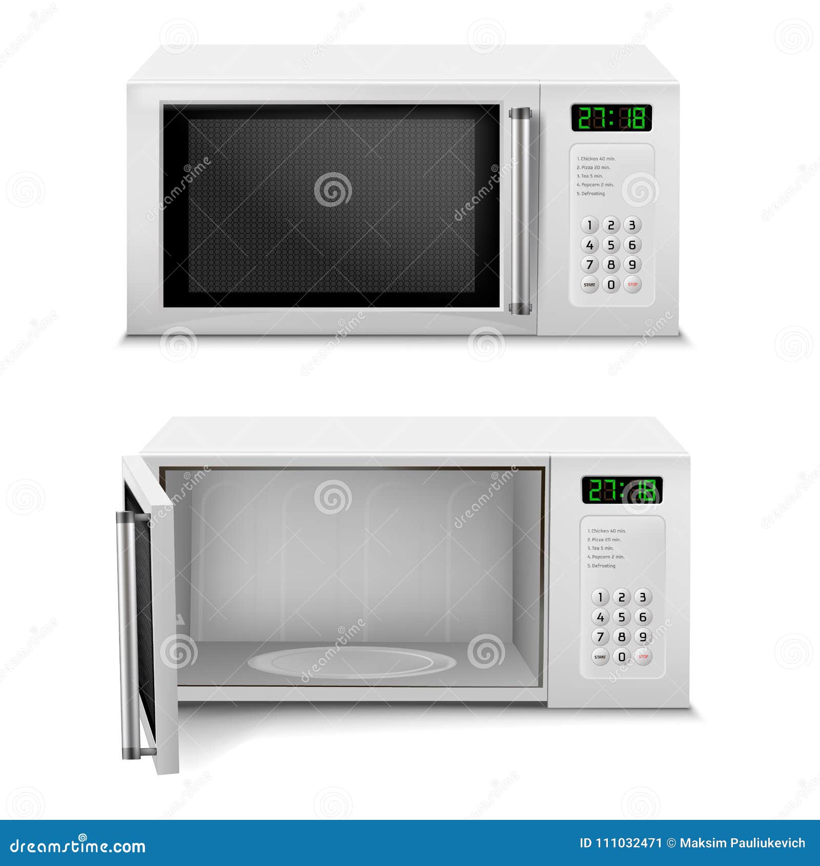 Vector Realistic Microwave with Digital Display Stock Vector ...