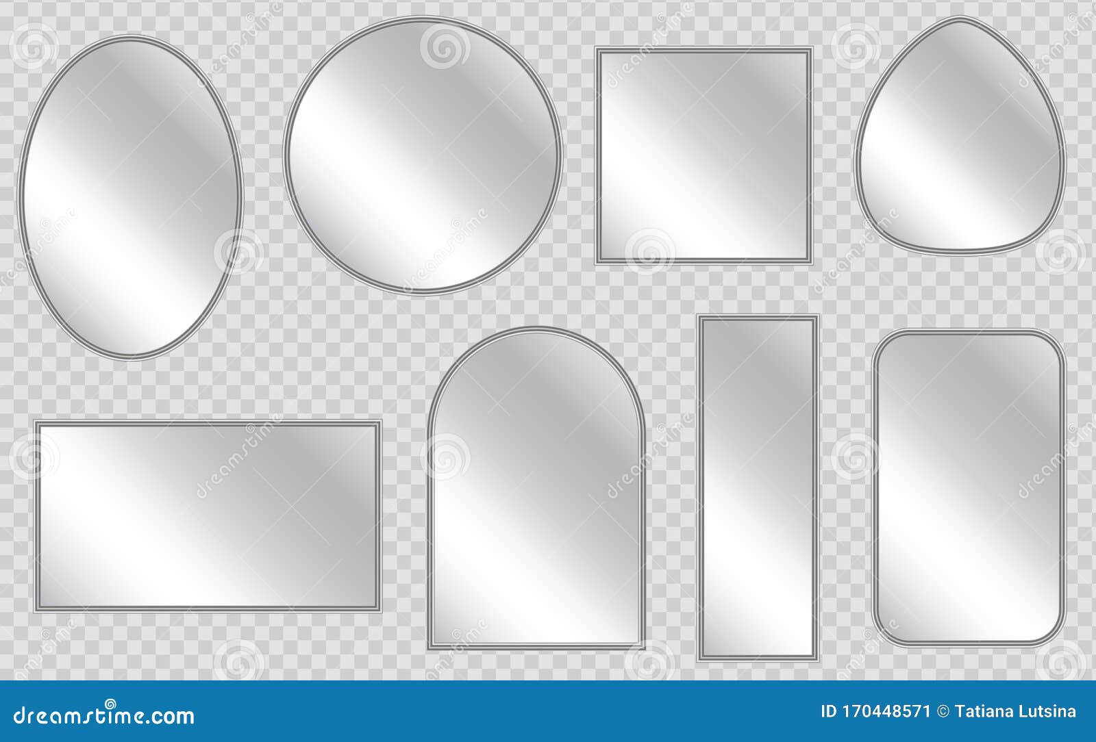 Vector Realistic Mirrors Set with Blurry Reflection. Realistic Empty ...