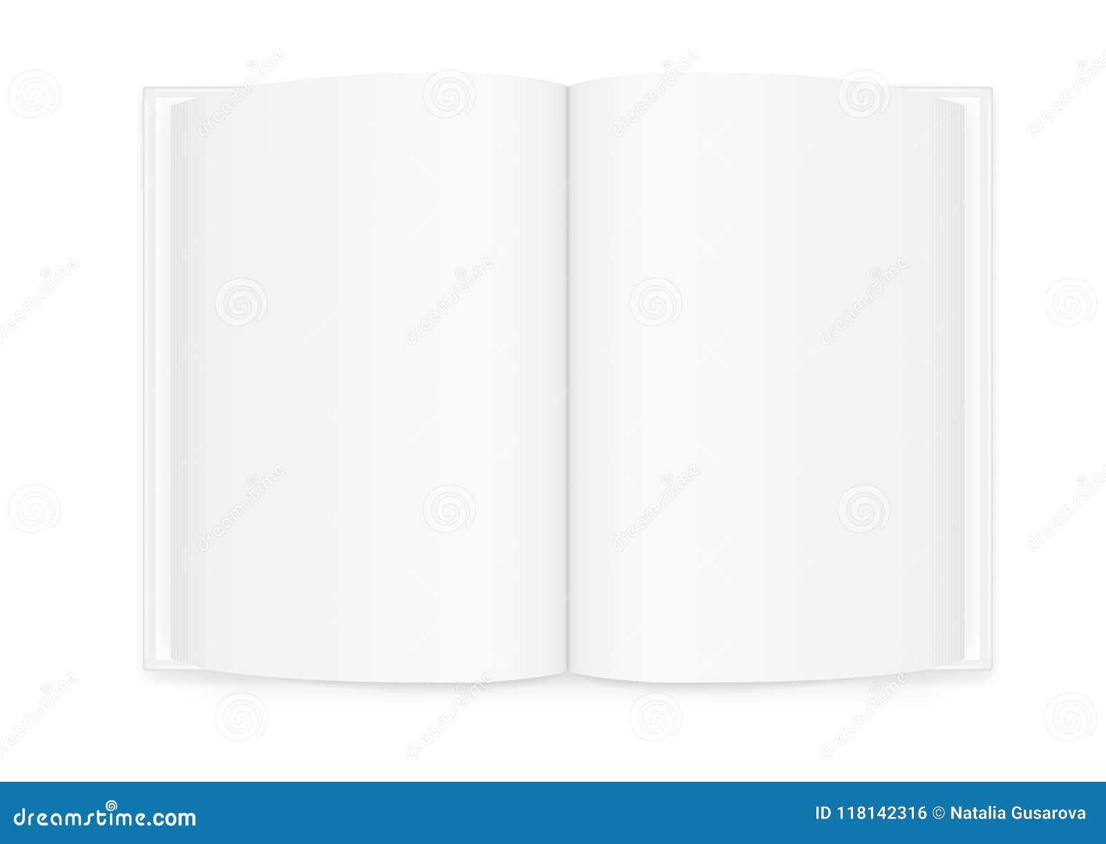 Vector Realistic Mock-up of an Open Hardcover Book, Top View Stock ...