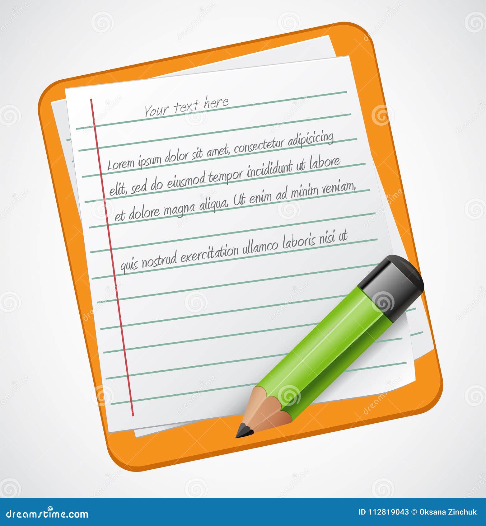 Vector Realistic Notepad Icon with Green Pencil Stock Vector ...