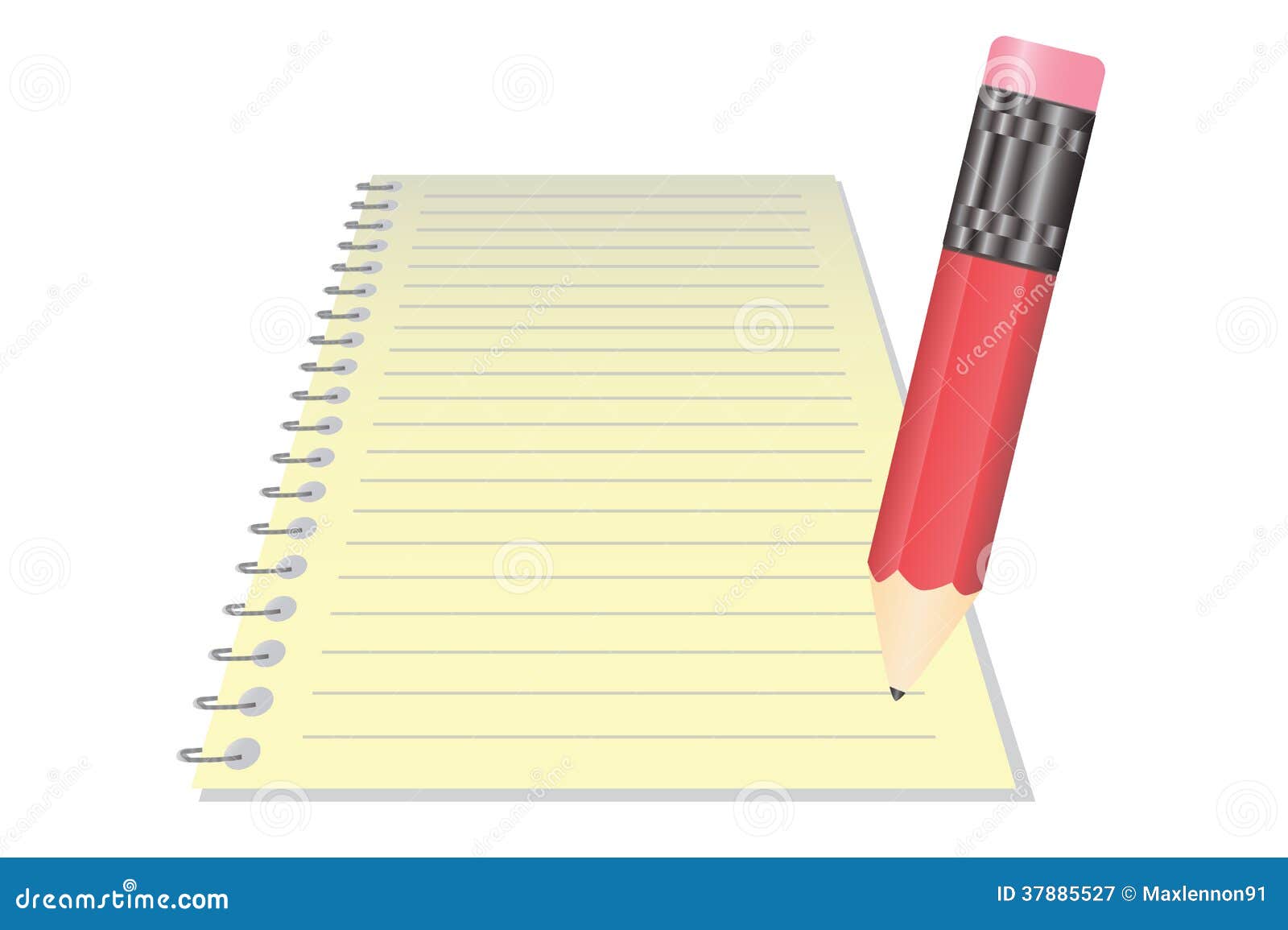 Vector Realistic Notepad with Pencil Stock Illustration - Illustration ...