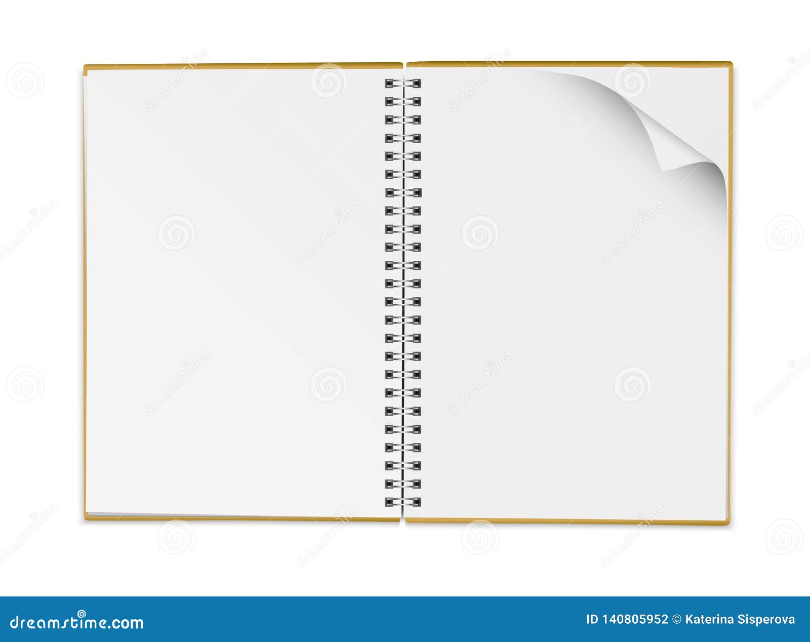 Vector Realistic Open Blank Notebook With Curled Corner Isolated On ...