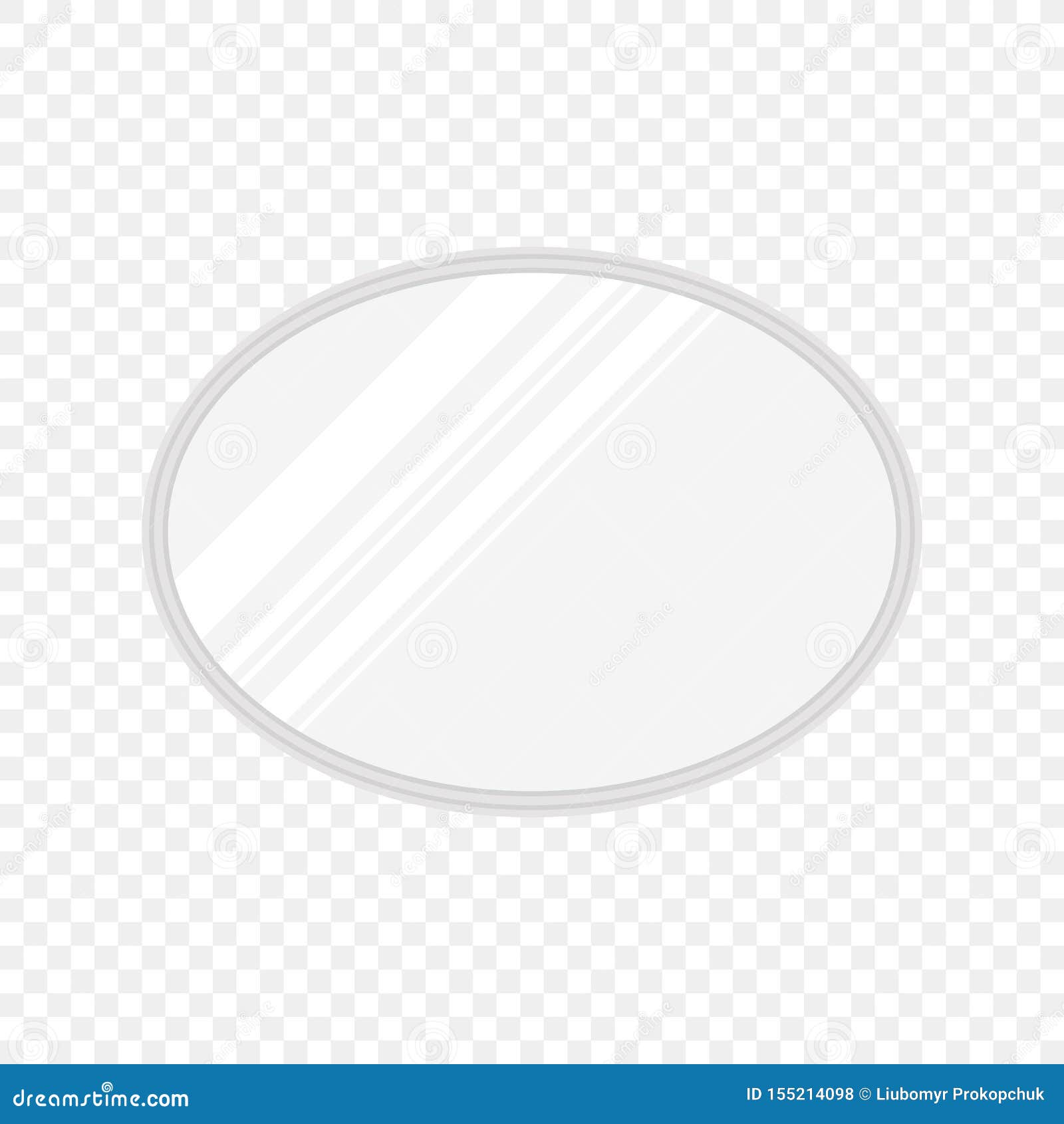 Vector Realistic Oval Mirrors with Blurry Reflection. Mirror Frames or ...