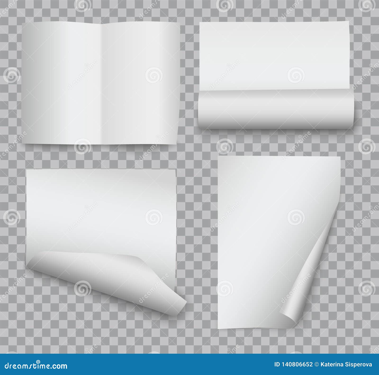 Vector Realistic Paper Pages with Curled Corners and Folded Edges ...