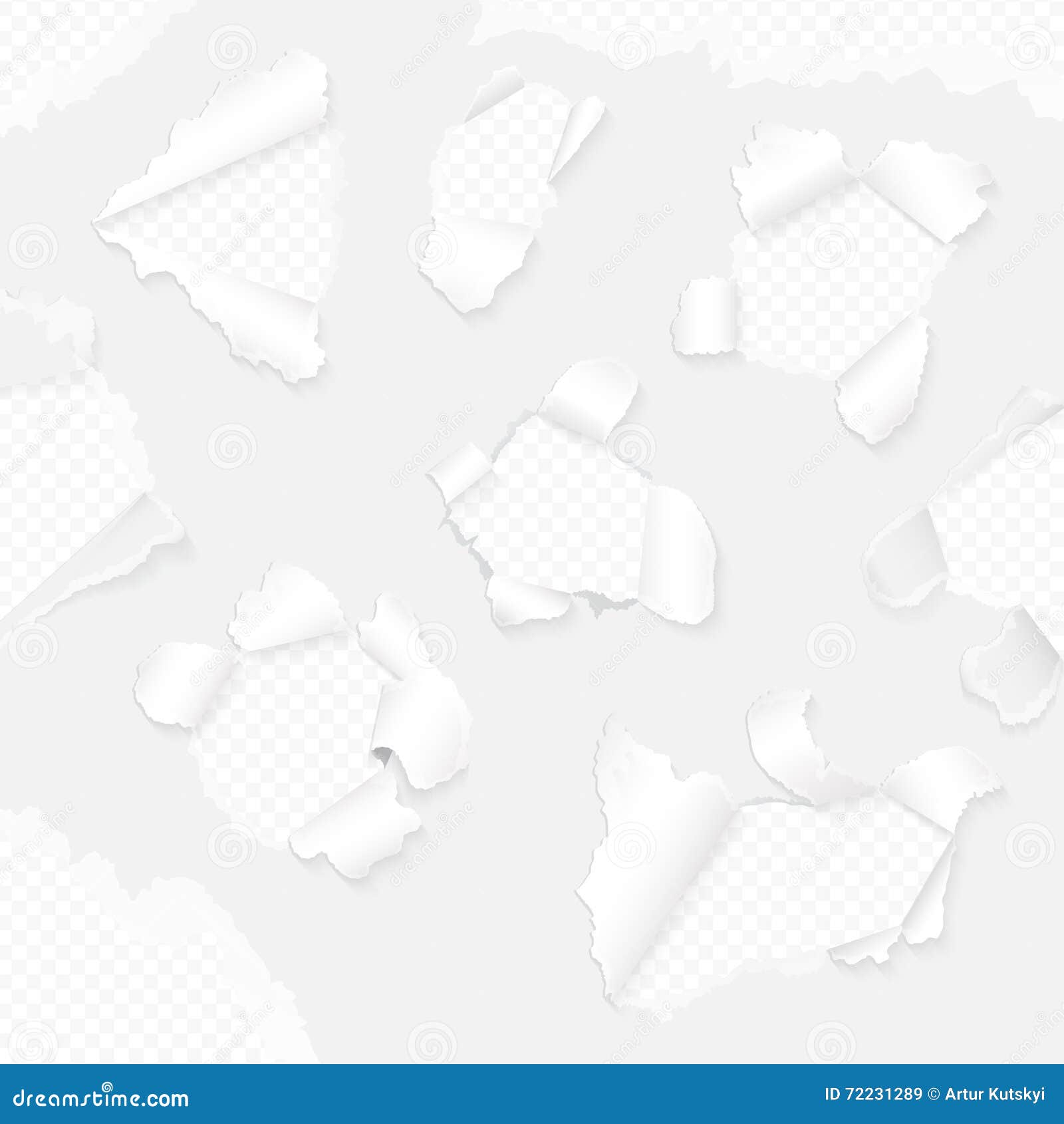 Vector Realistic Paper with Ripped Edges Collection. White Torn Paper ...