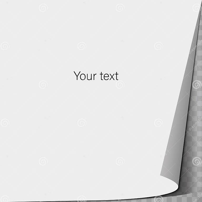 Vector Realistic Paper Sheet with Folded Corner. Paper Sheet A4 with ...