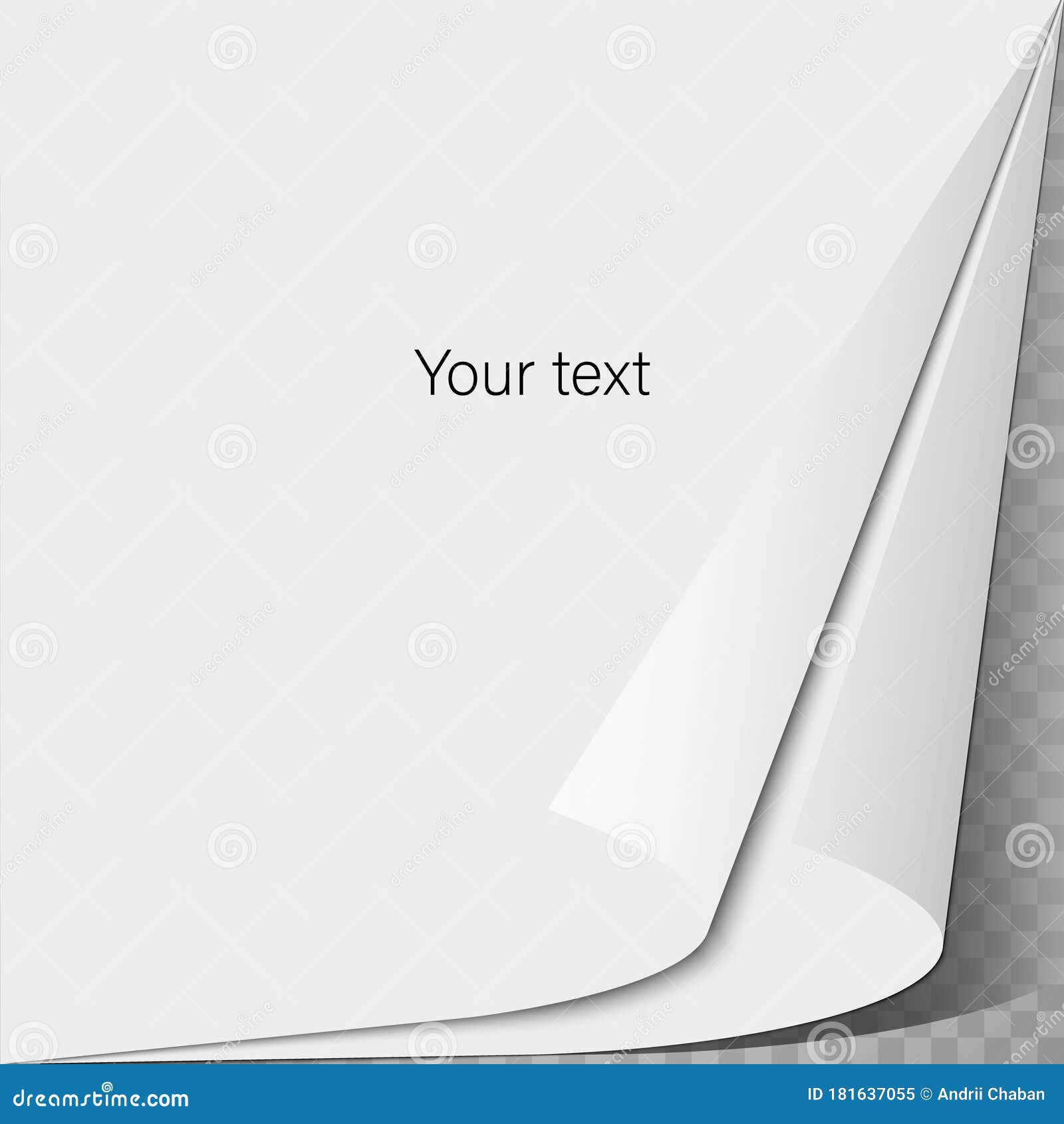 Vector Realistic Paper Sheet with Folded Corner. Paper Sheet A4 with ...