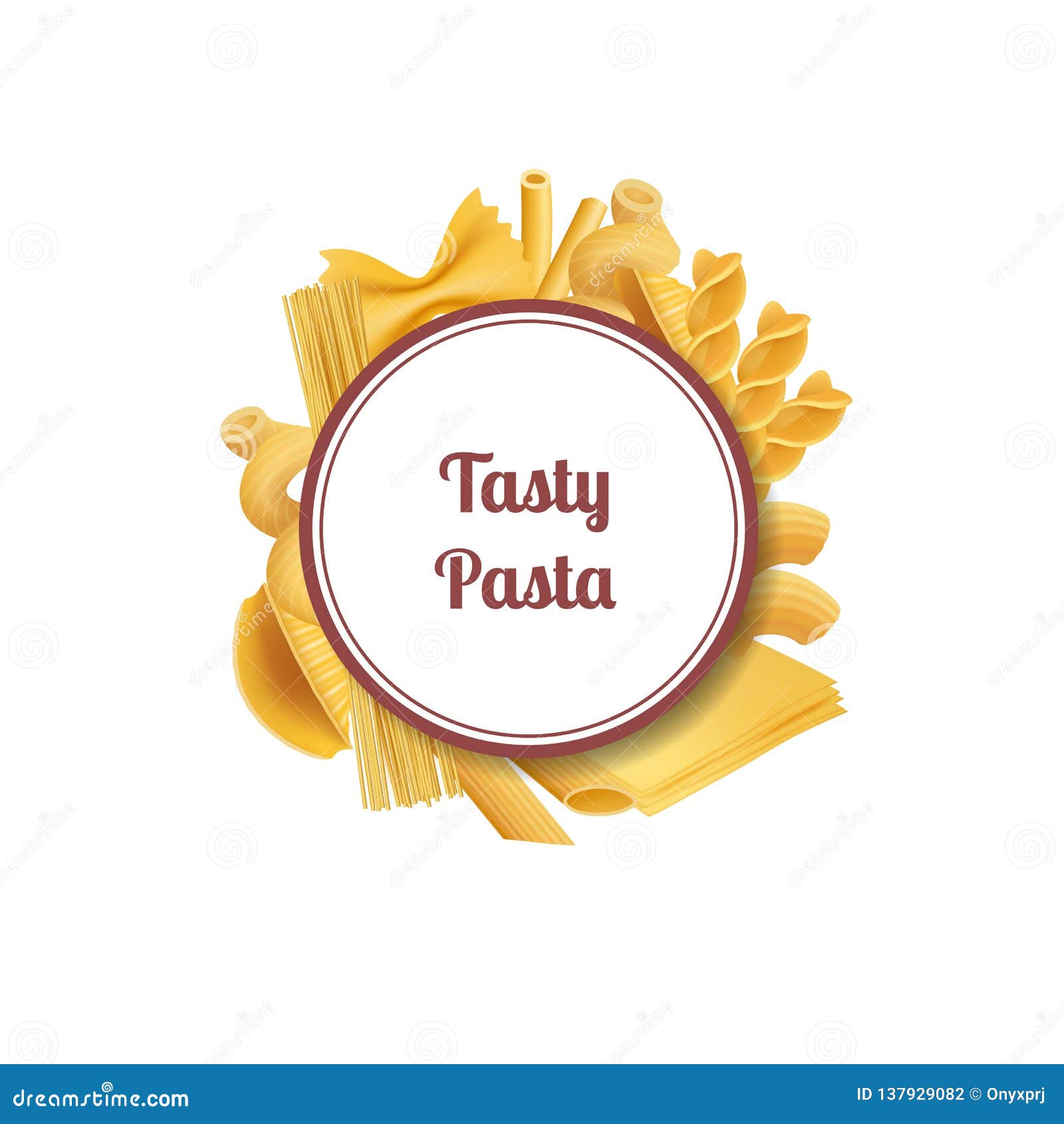 Vector Realistic Pasta Types With Place For Text Illustration ...