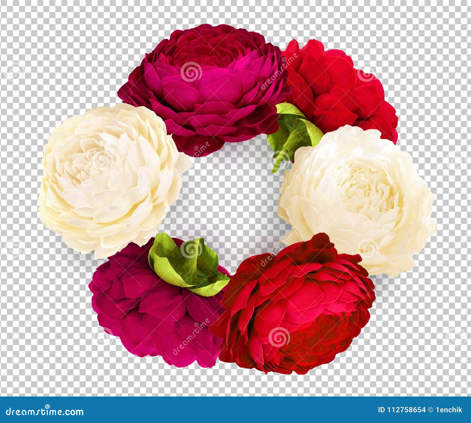 Vector Realistic Peonies Flowers Frame Isolated on Transparency Grid ...