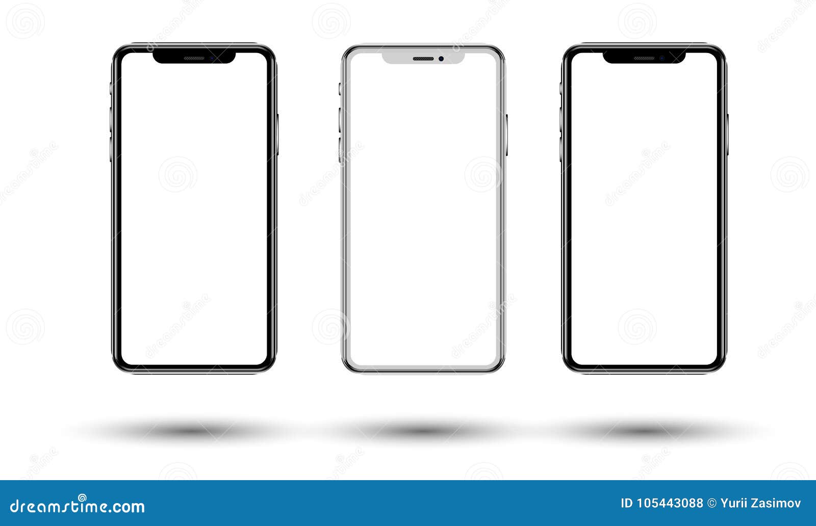 Vector Realistic Perspective Smartphone Mockups Set Isolated. Vector ...