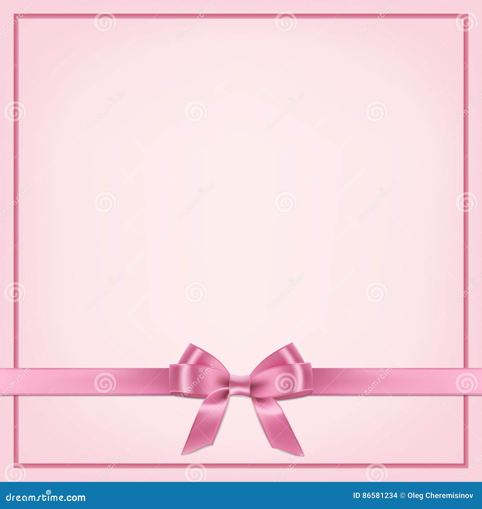 Vector Realistic Pink Postcard Template with Ribbon and Bow. Stock ...