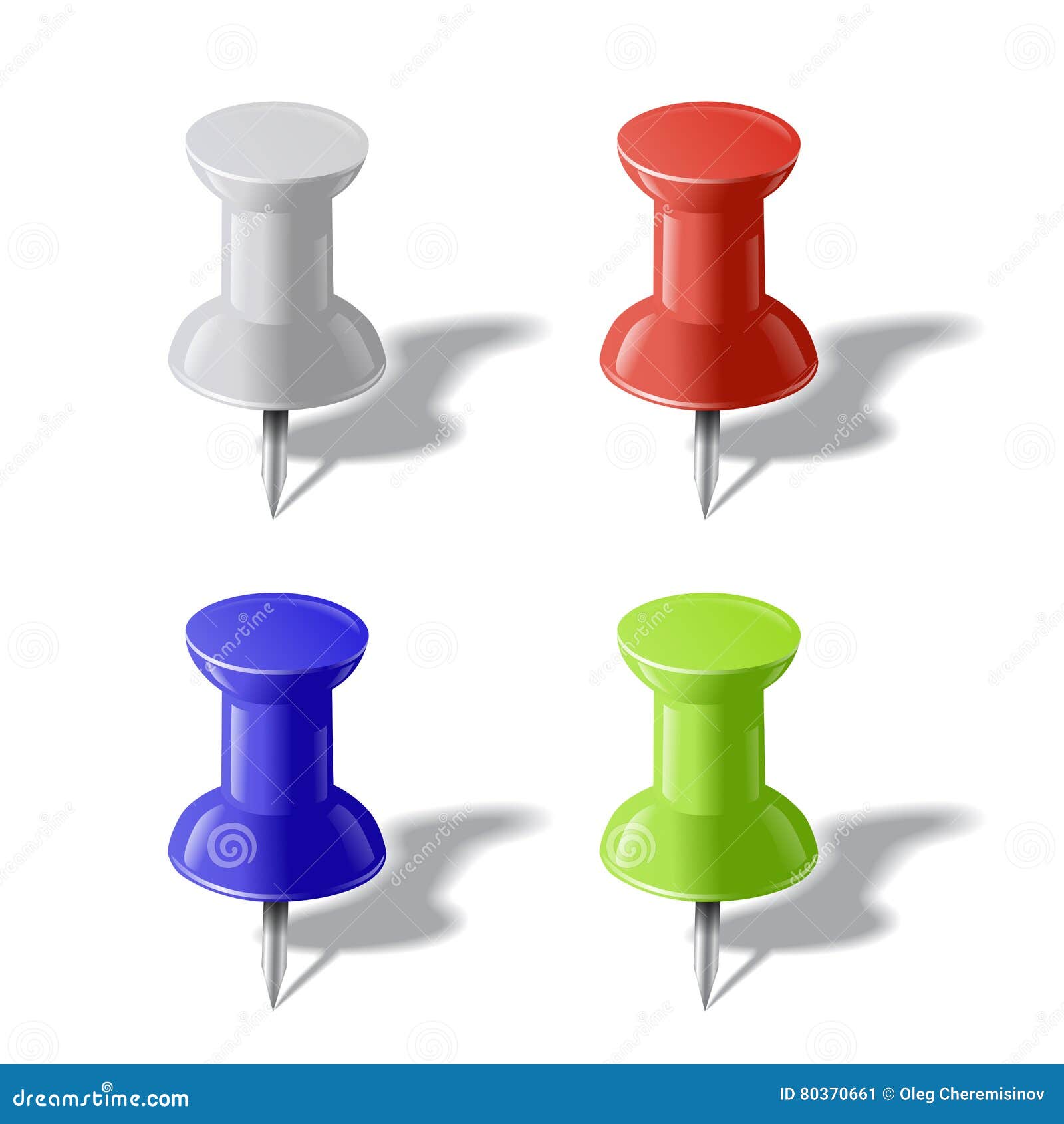 Vector realistic pins set. stock vector. Illustration of note - 80370661